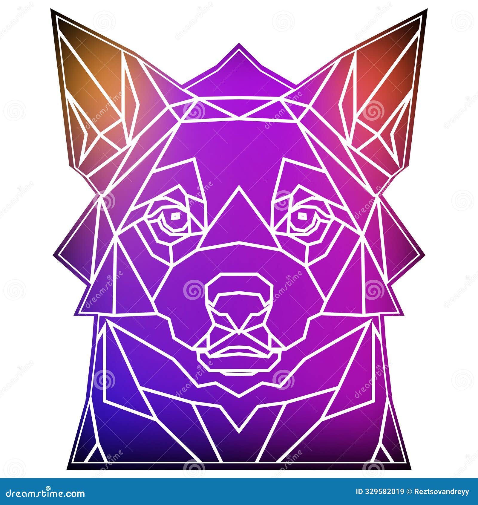 Stylized Dog Head a Geometric Style of Triangles and Different Gradient ...