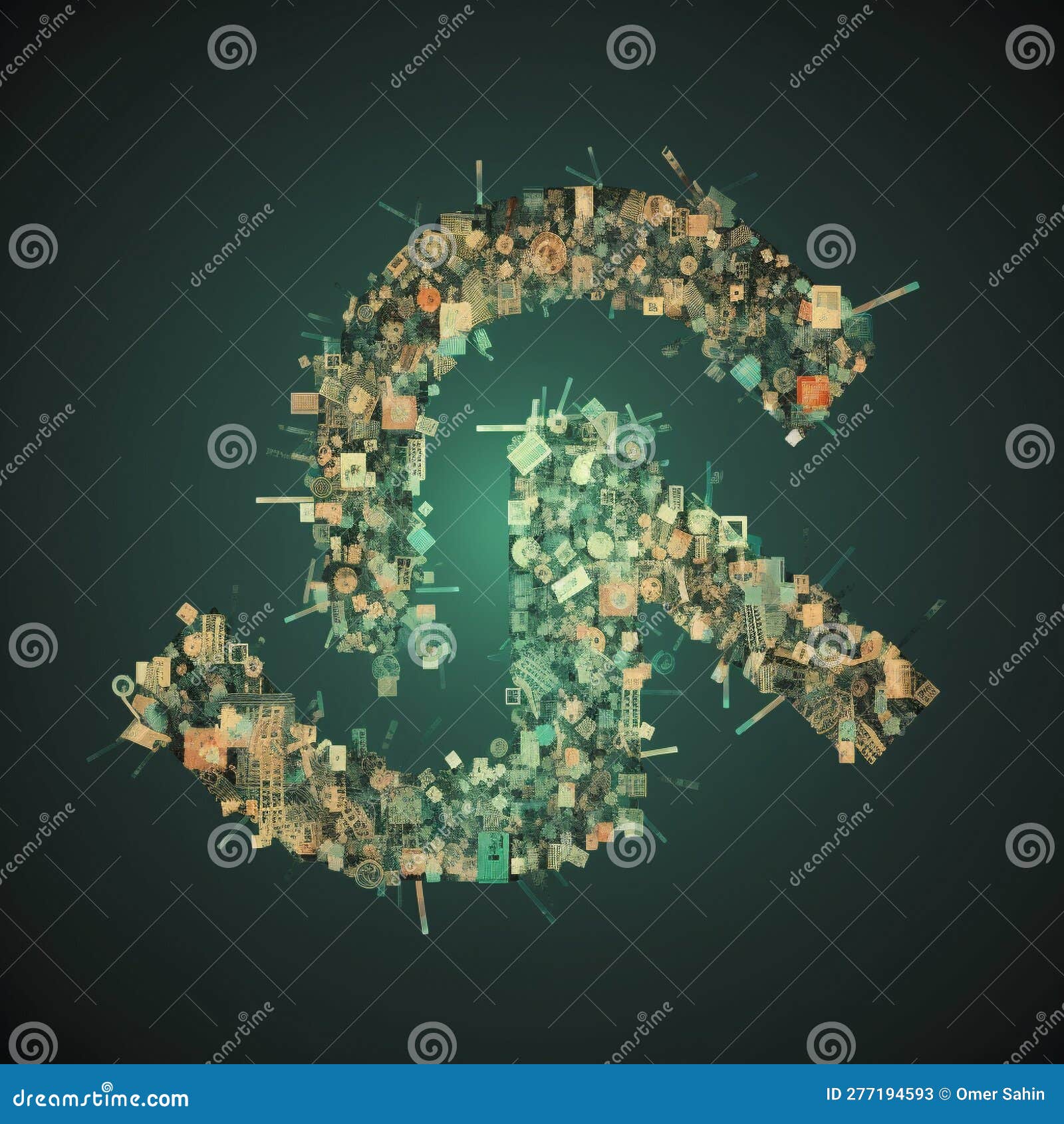 Stylized Dollar Sign Made Up of Financial Symbols and Data Stock ...