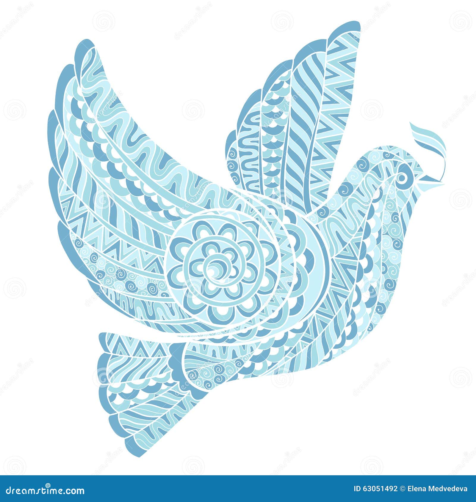 Stylized Dove with Olive Branch Stock Vector - Illustration of flying ...
