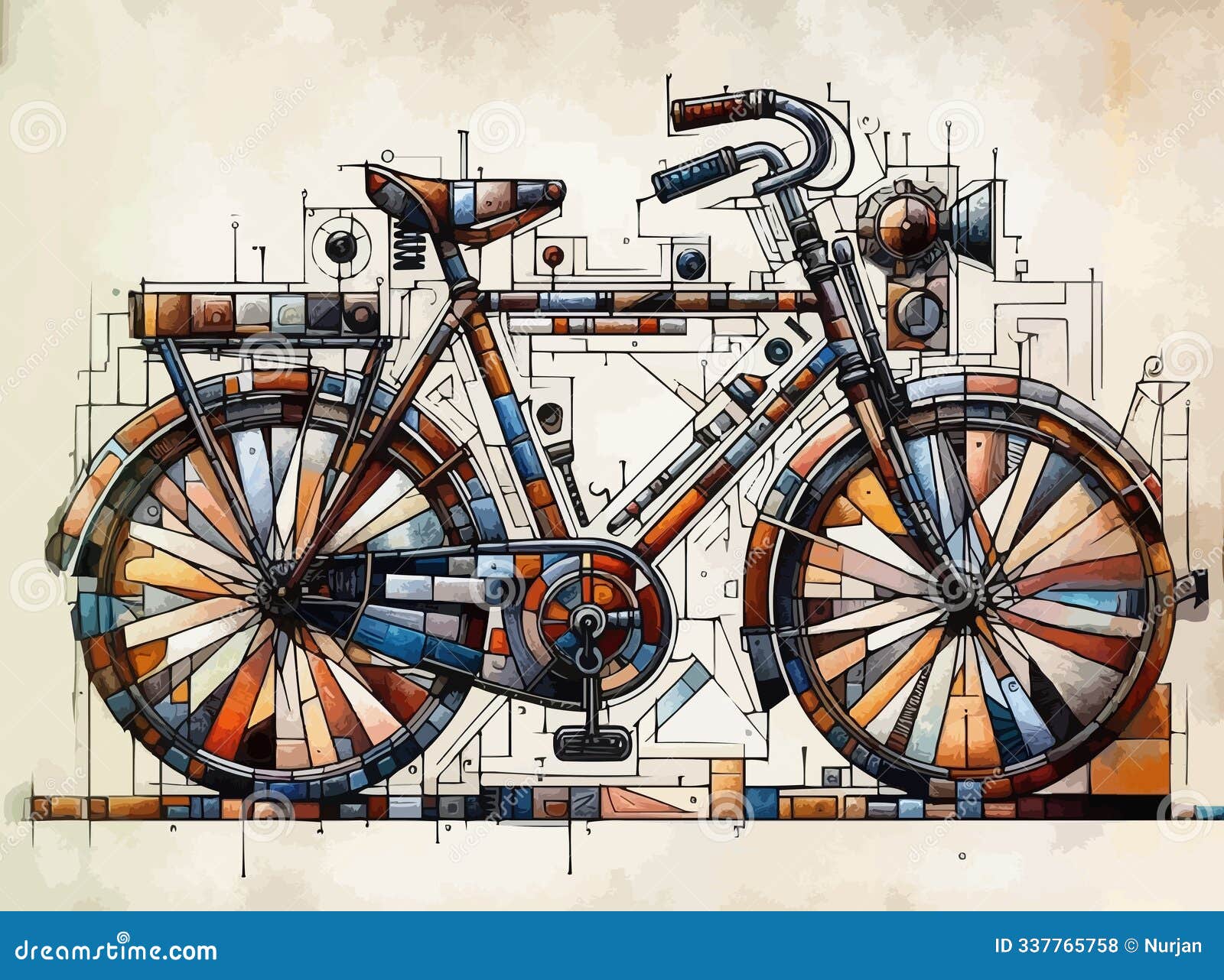 Stylized Drawing of a Bicycle. Stock Vector - Illustration of black ...