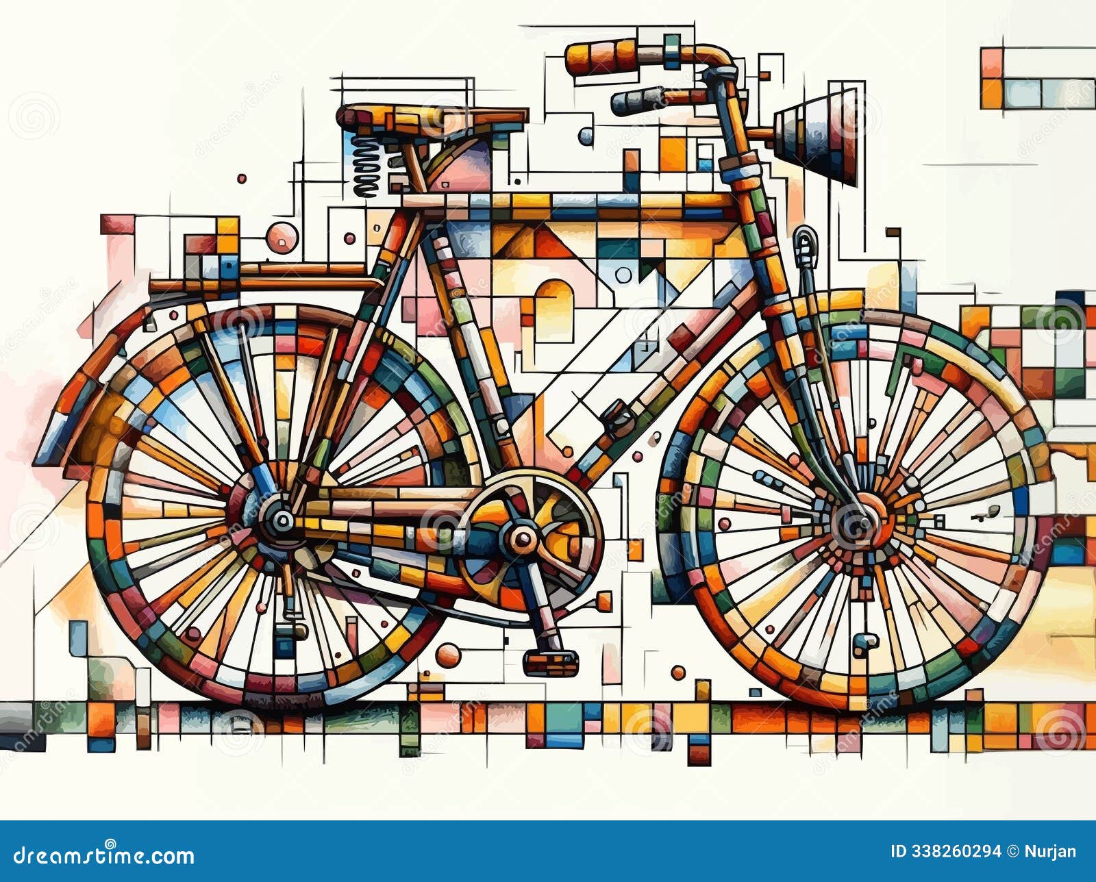 Stylized Drawing of a Bicycle. Stock Illustration - Illustration of ...