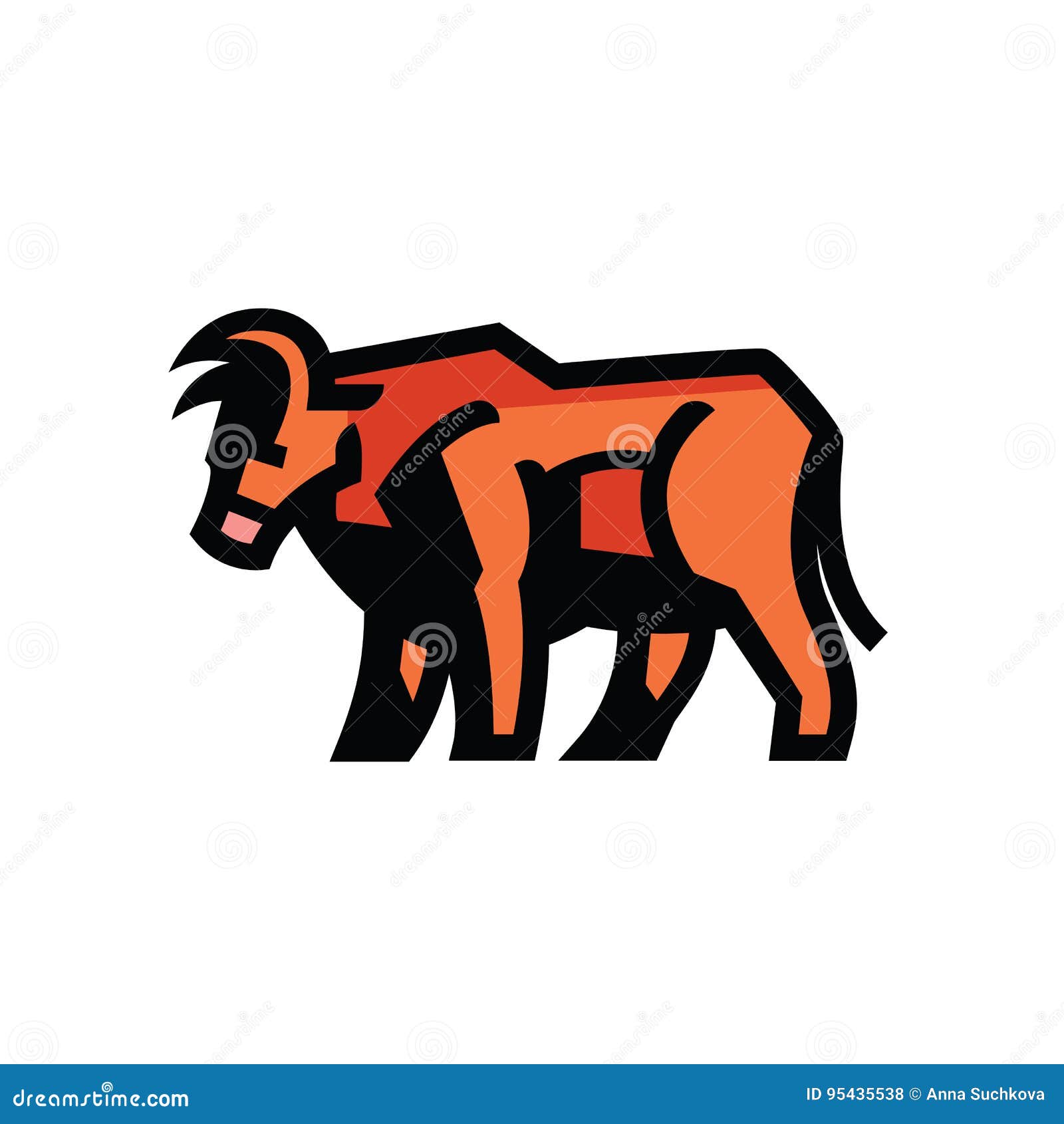 Stylized drawing of bull stock vector. Illustration of beast - 95435538