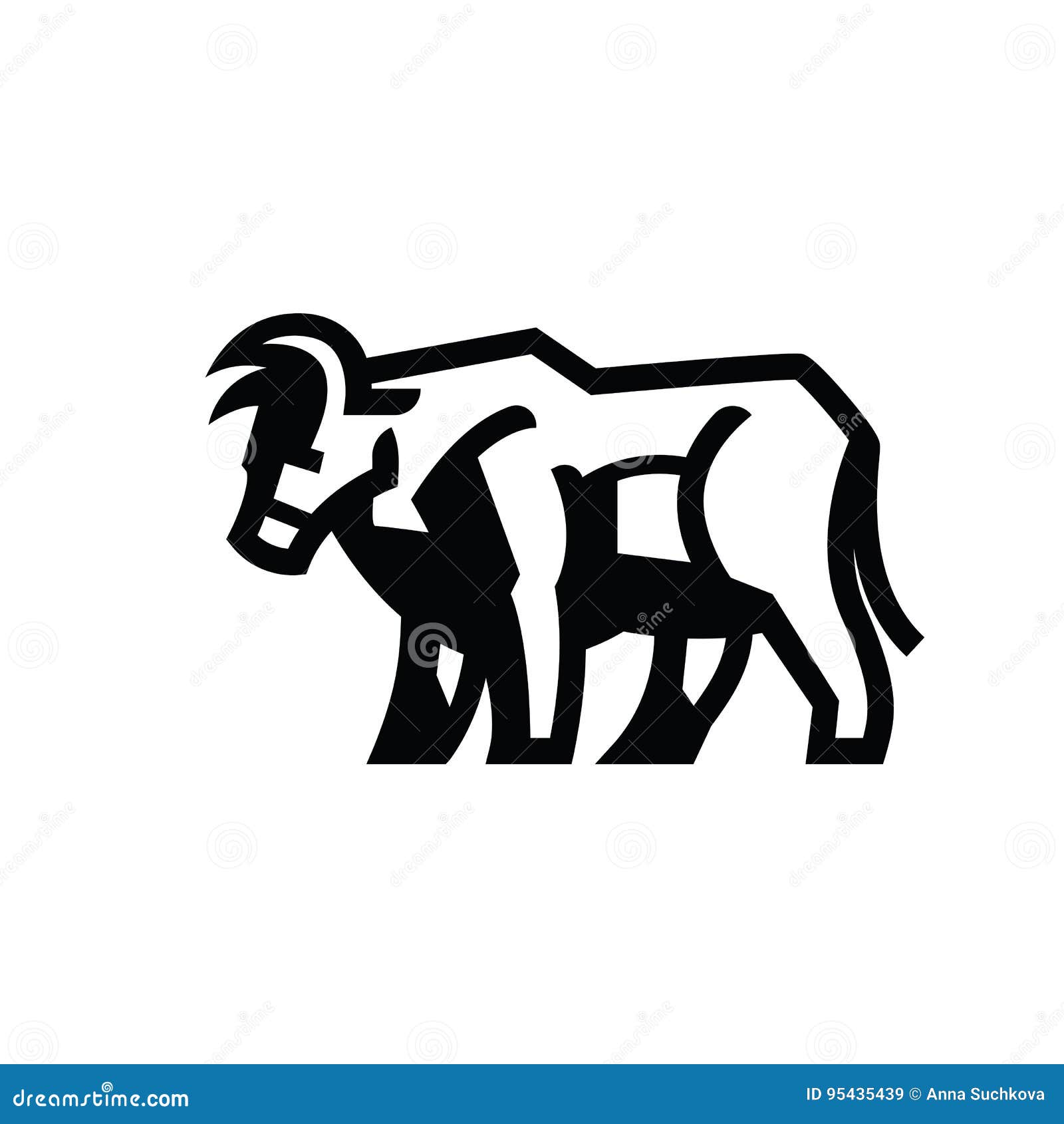 Stylized drawing of bull stock vector. Illustration of design - 95435439