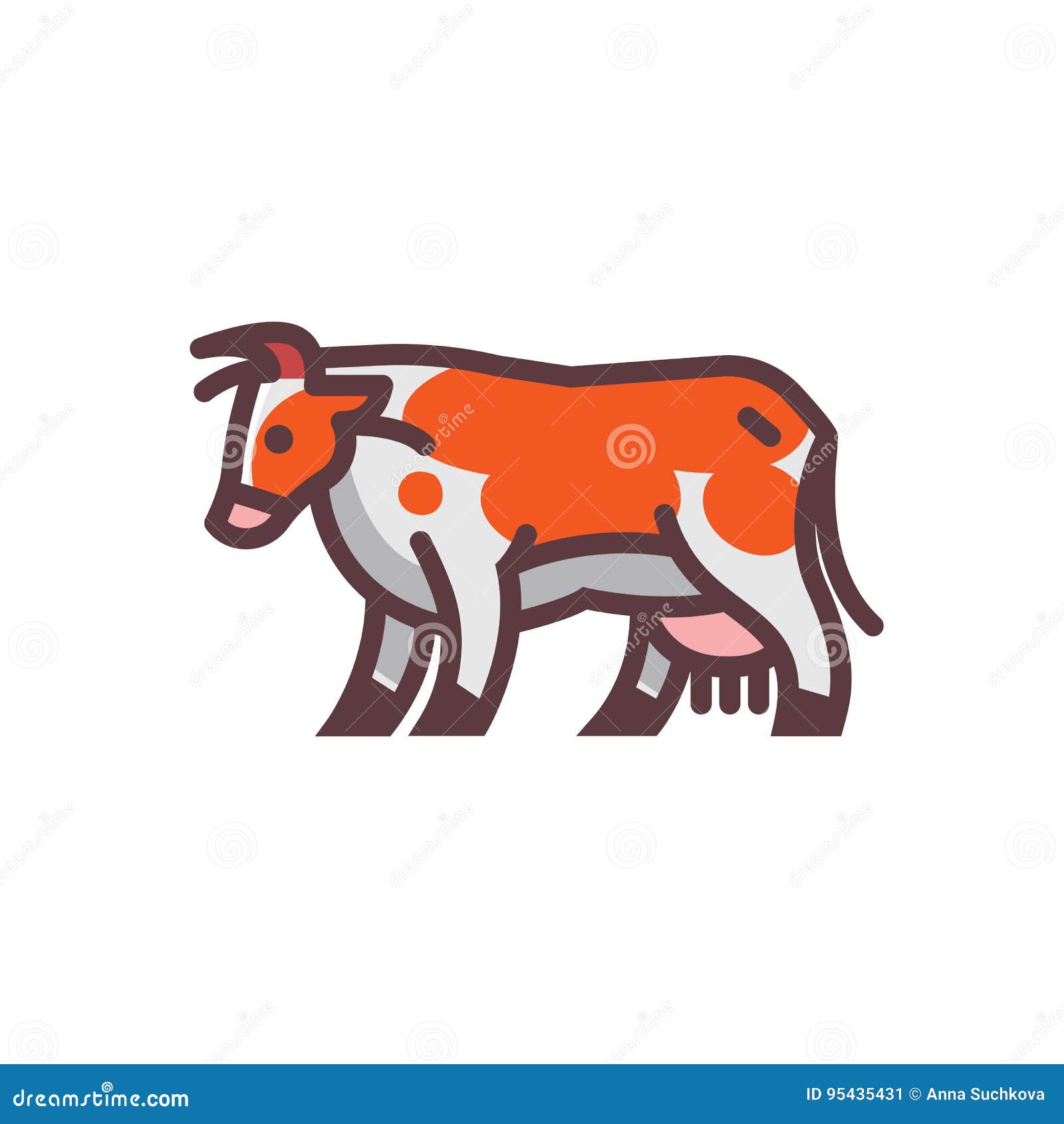 Stylized drawing of cow stock vector. Illustration of character - 95435431