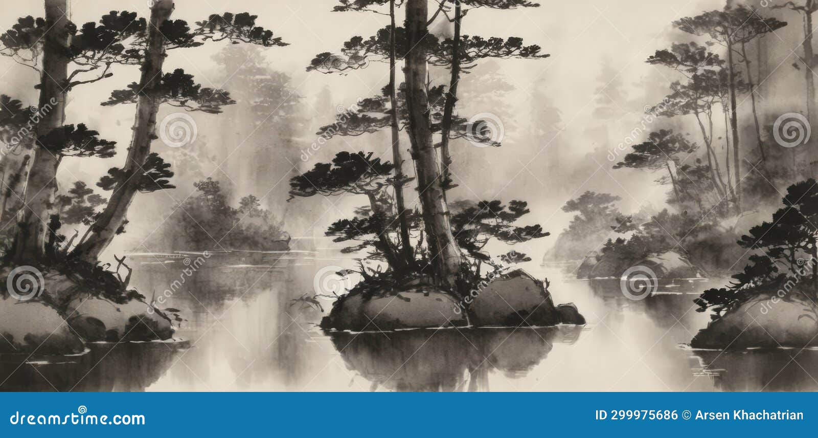 A Stylized Drawing of a Deep Forest. Stock Illustration - Illustration ...