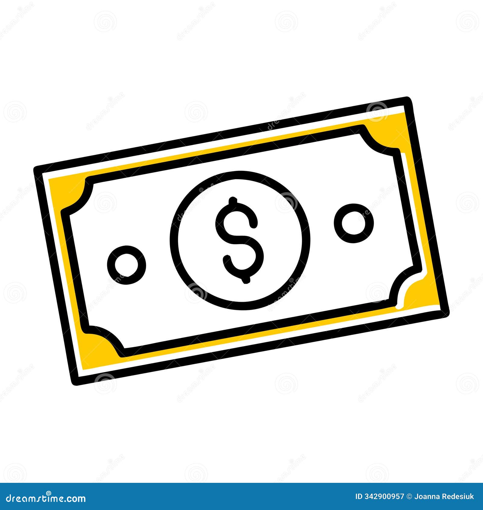 A Stylized Drawing of a Dollar Bill Features a Prominent Dollar Sign in ...