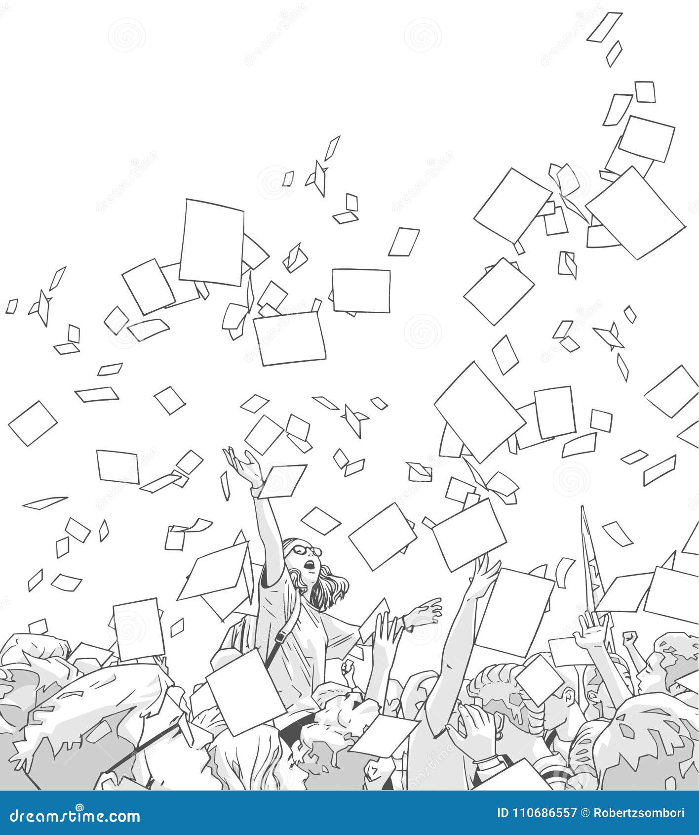 Illustration of Students Celebrating Victory, Graduation, Freedom with ...