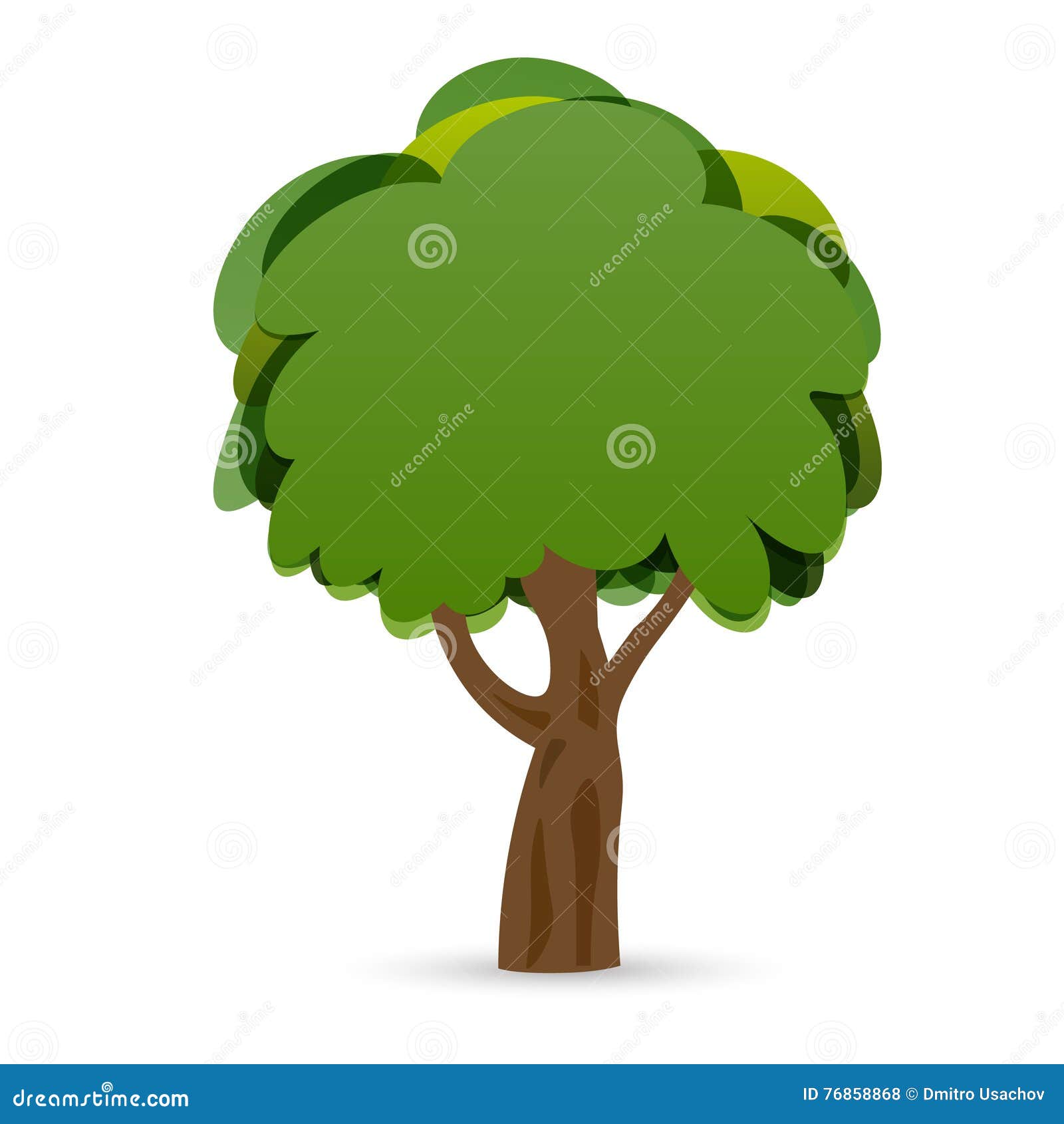 A Stylized Drawing of a Green Oak Tree. Illustration Stock Vector ...