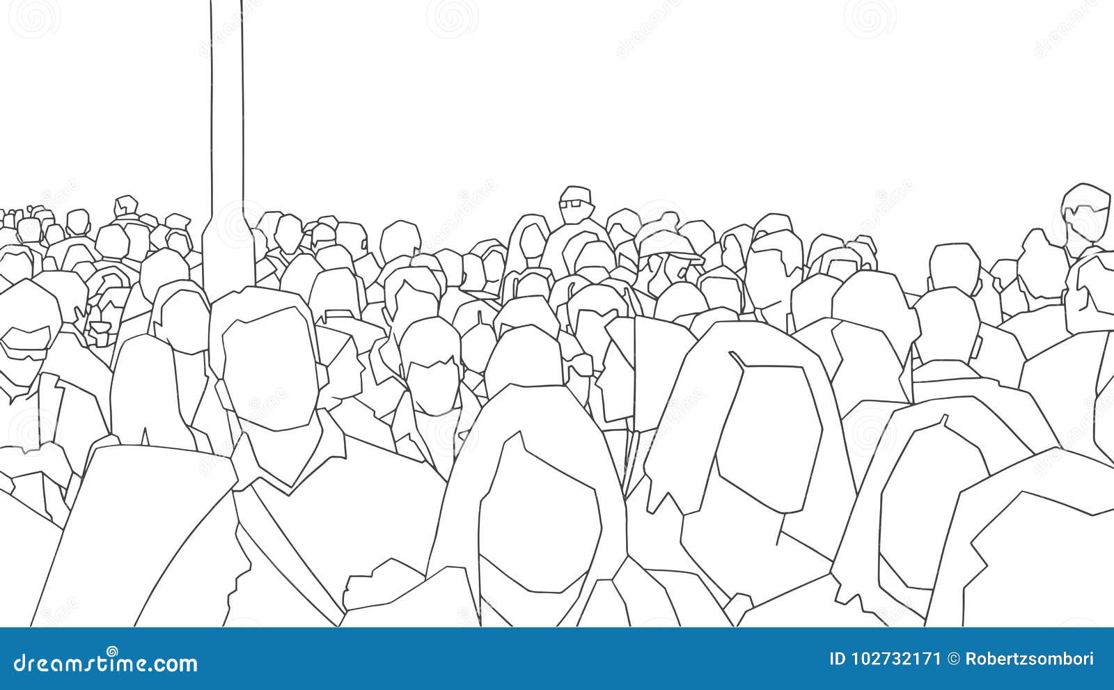 Stylized Illustration of Rush Hour Crowd in Perspective Stock Vector ...