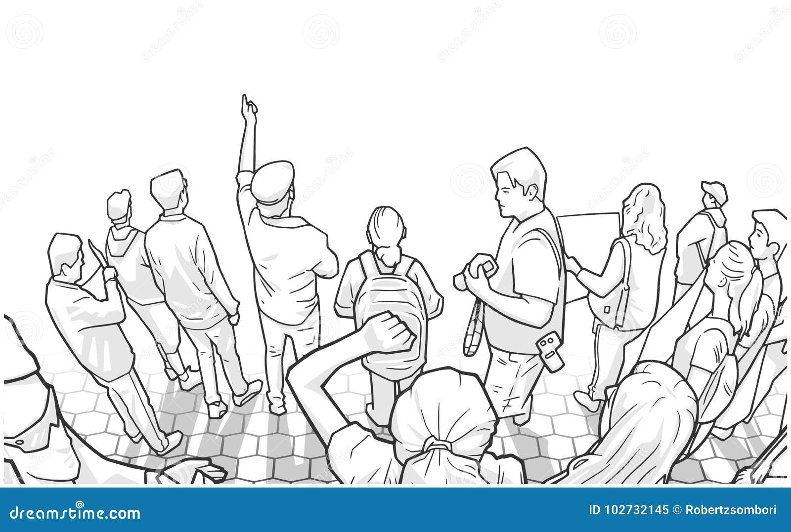 Illustration of Group of Demonstrators Protesting in Perspective Stock ... Illustration of Group of Demonstrators Protesting in Perspective Stock ...