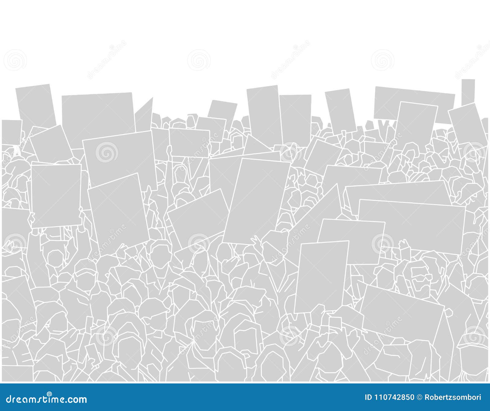 Illustration of Large Crowd of People Demonstrating with Blank Signs ...