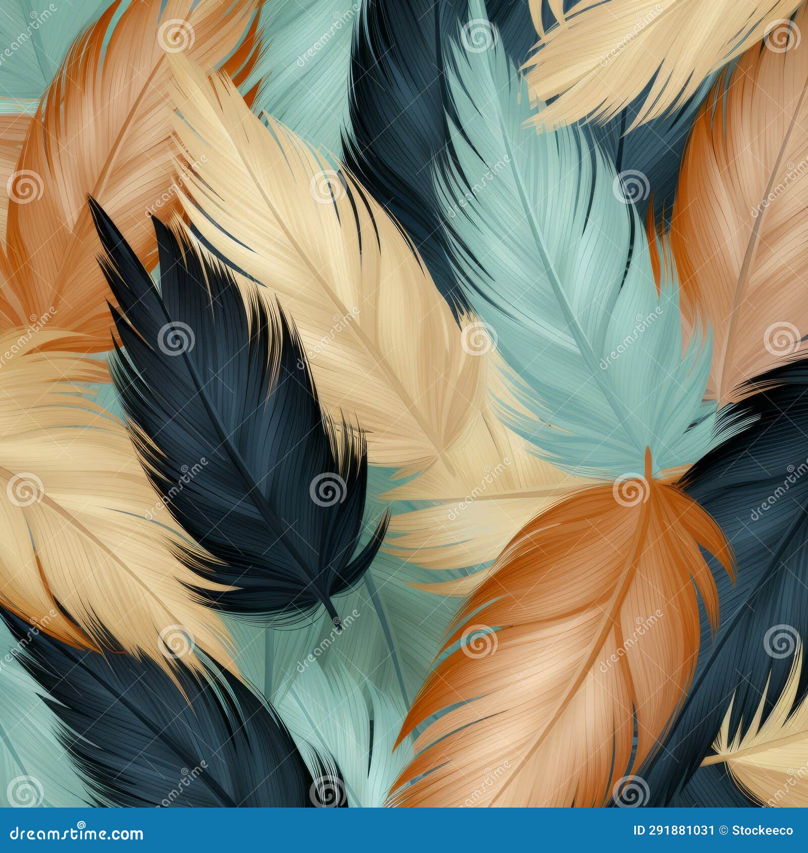 Stylized Duck Feathers Pattern: Multidimensional Layers in Lush Colors ...