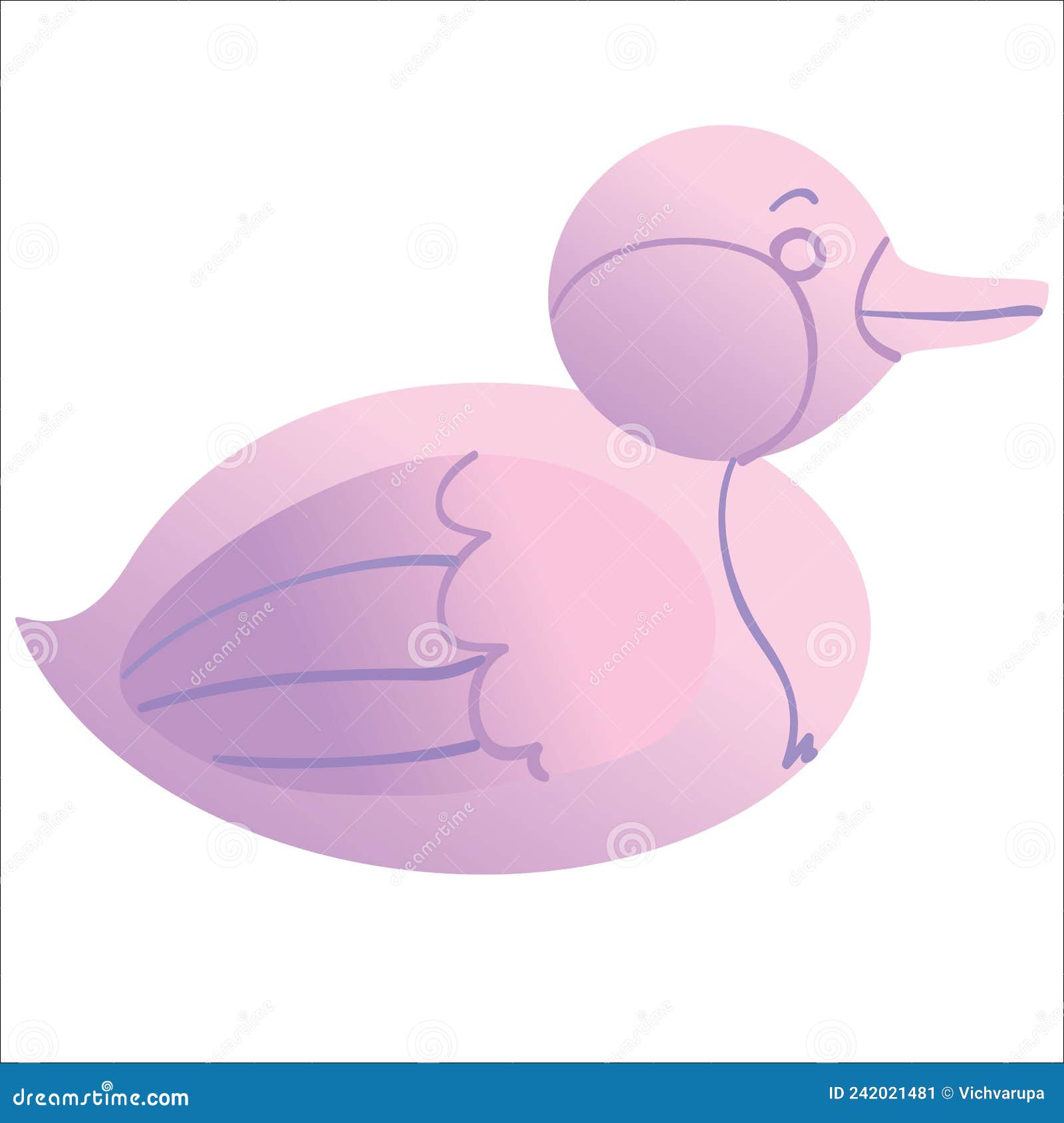 Stylized Duck in Pink Color, Cartoon Illustration, Isolated Object on ...