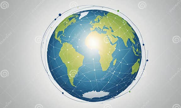 Stylized the Earth, with Network Interconnected Lines Representing the ...