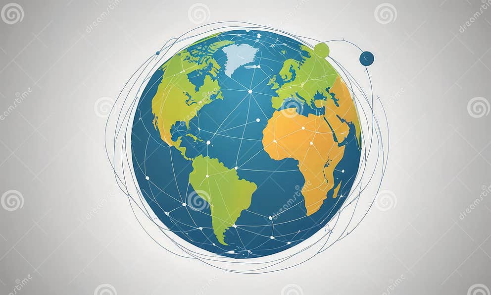 Stylized the Earth, with Network Interconnected Lines Representing the ...