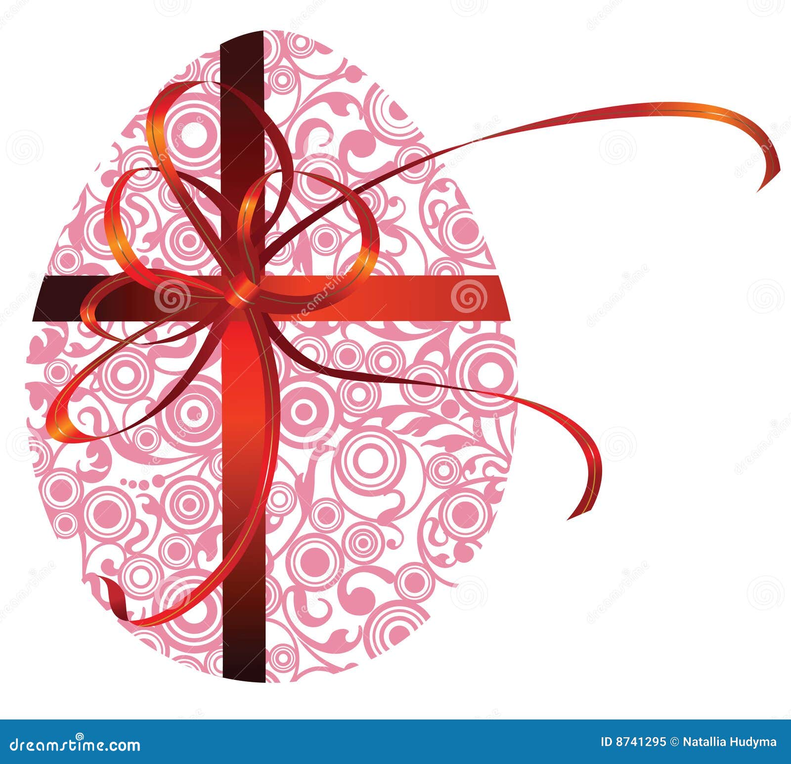 Stylized Easter Egg with Red Ribbon Stock Vector - Illustration of ...