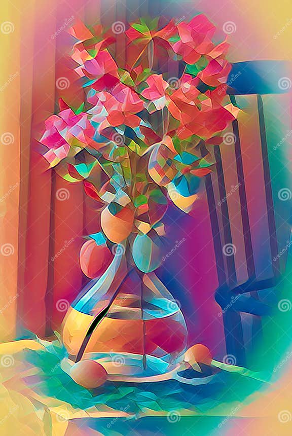 Stylized Easter Egg Tree in Glass Flask Stock Illustration ...
