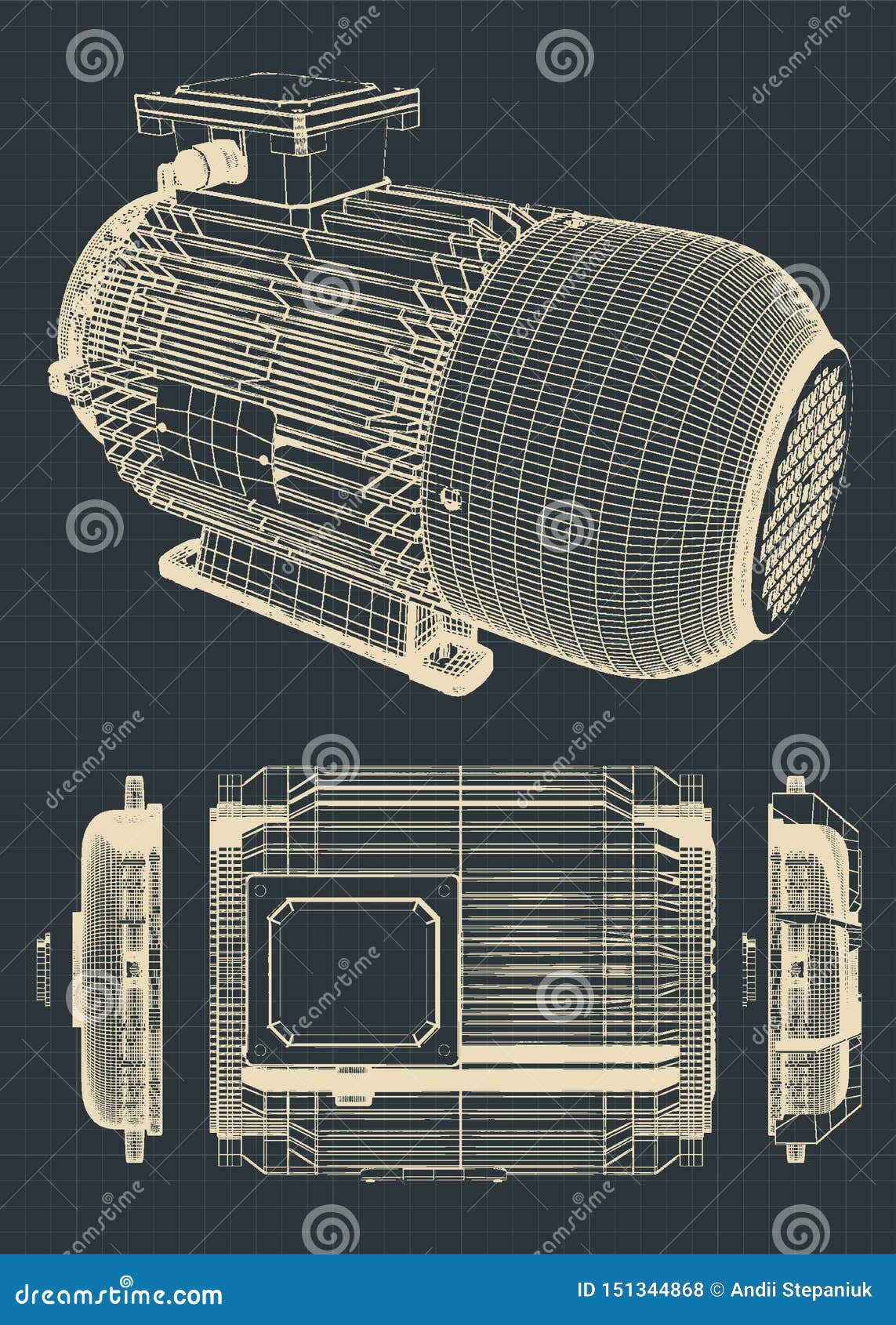 Eectric motor blueprint stock vector. Illustration of motor - 151344868