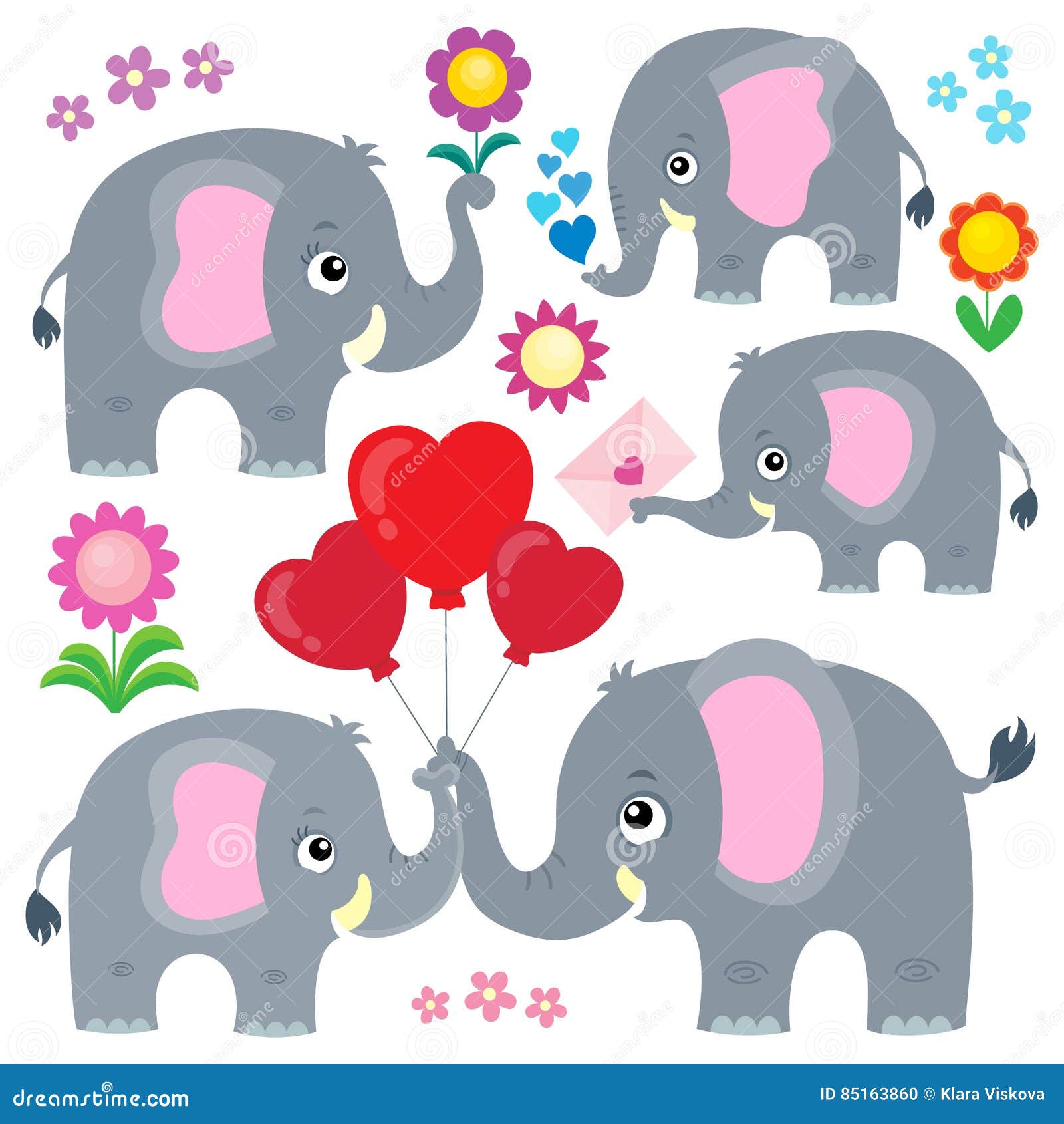 Stylized Elephants Theme Set 4 Stock Vector - Illustration of artwork ...