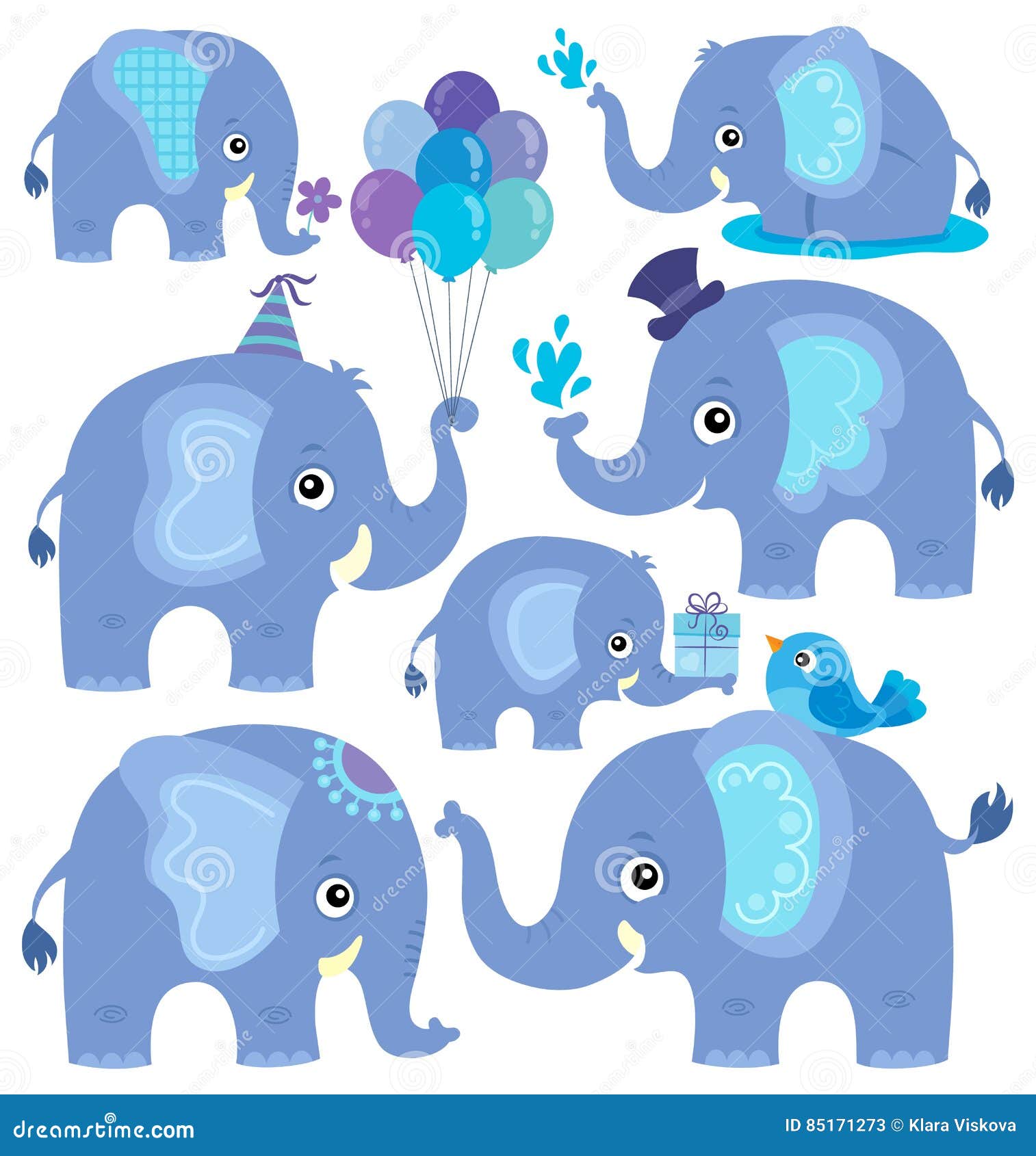 Stylized Elephants Theme Set 2 Stock Vector - Illustration of packet ...