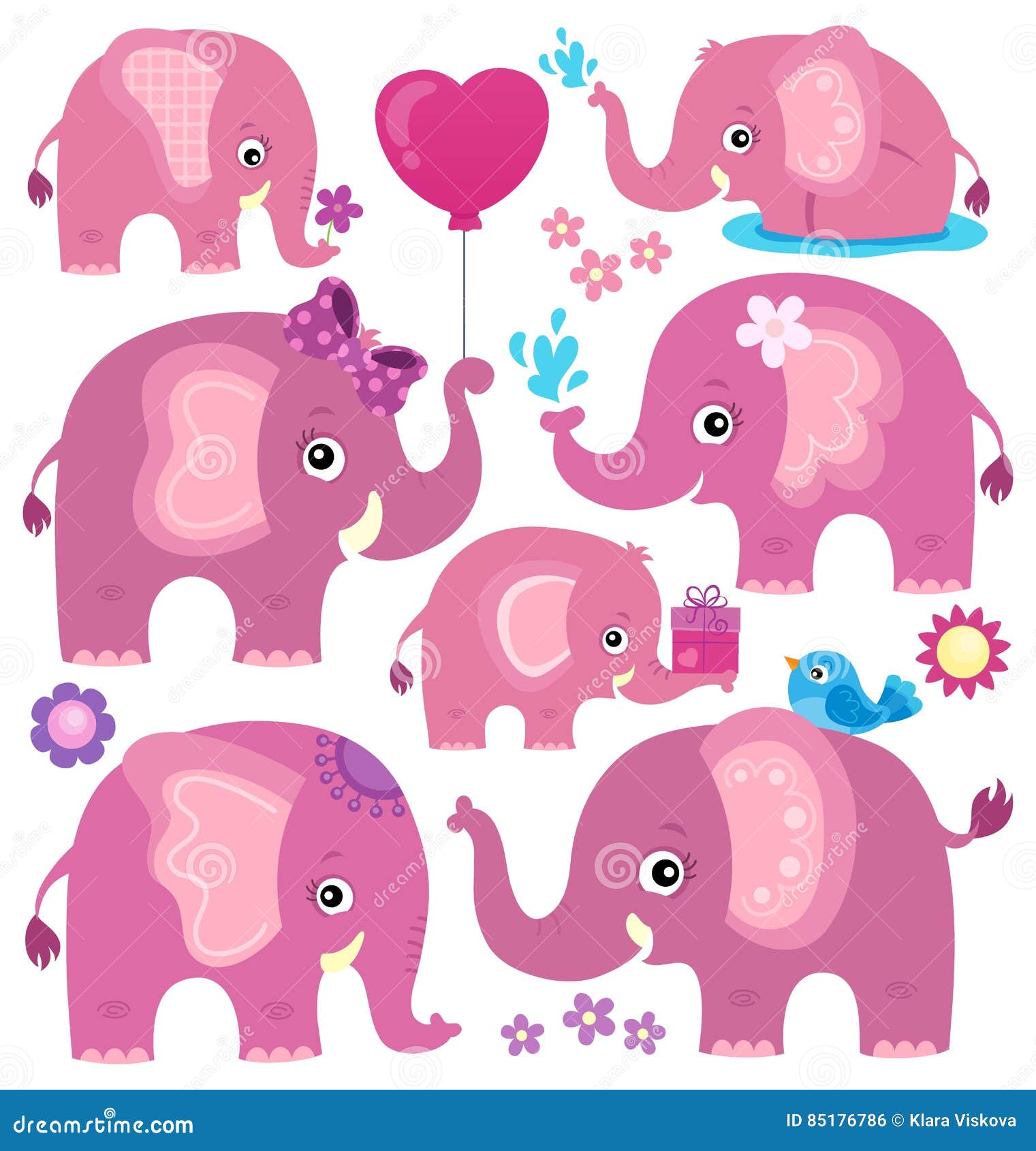 Stylized Elephants Theme Set 3 Stock Vector - Illustration of shape ...