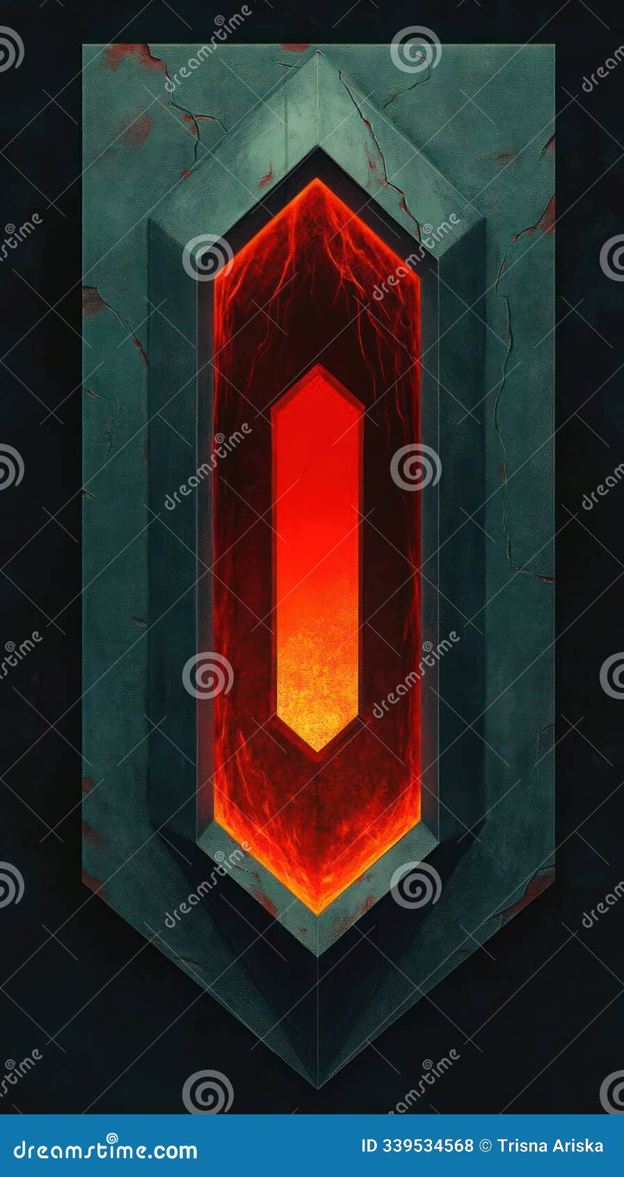 A Stylized Emblem Featuring a Glowing Red Core within a Geometric Frame ...