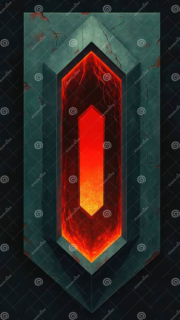 A Stylized Emblem Featuring a Glowing Red Core within a Geometric Frame ...