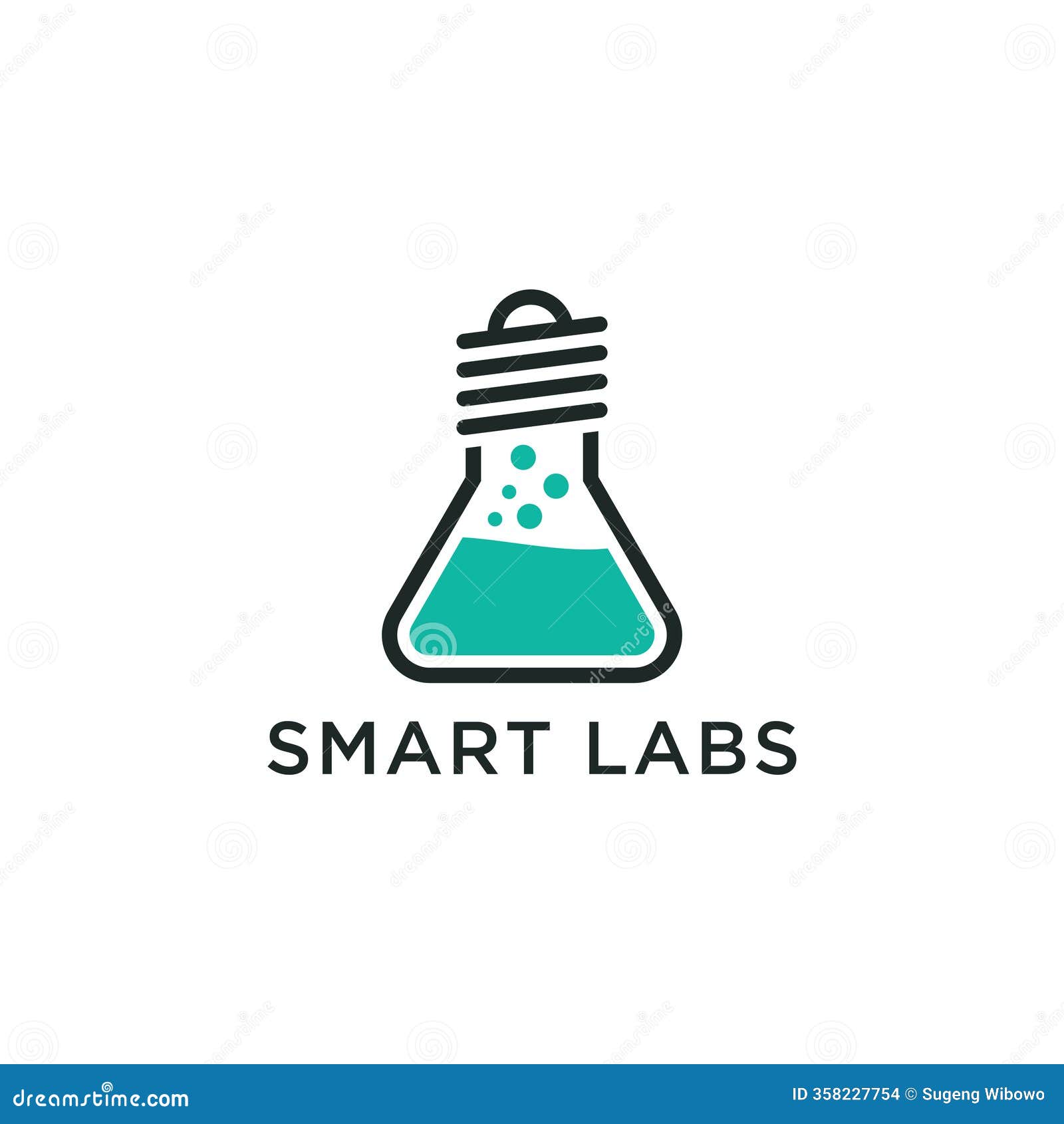 Stylized Erlenmeyer Flask with Liquid and Bubbles Stock Illustration ...