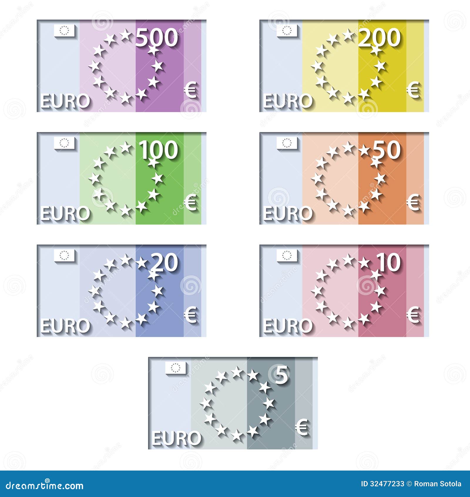 Stylized Euro Paper Bill Banknotes Stock Vector - Illustration of ...