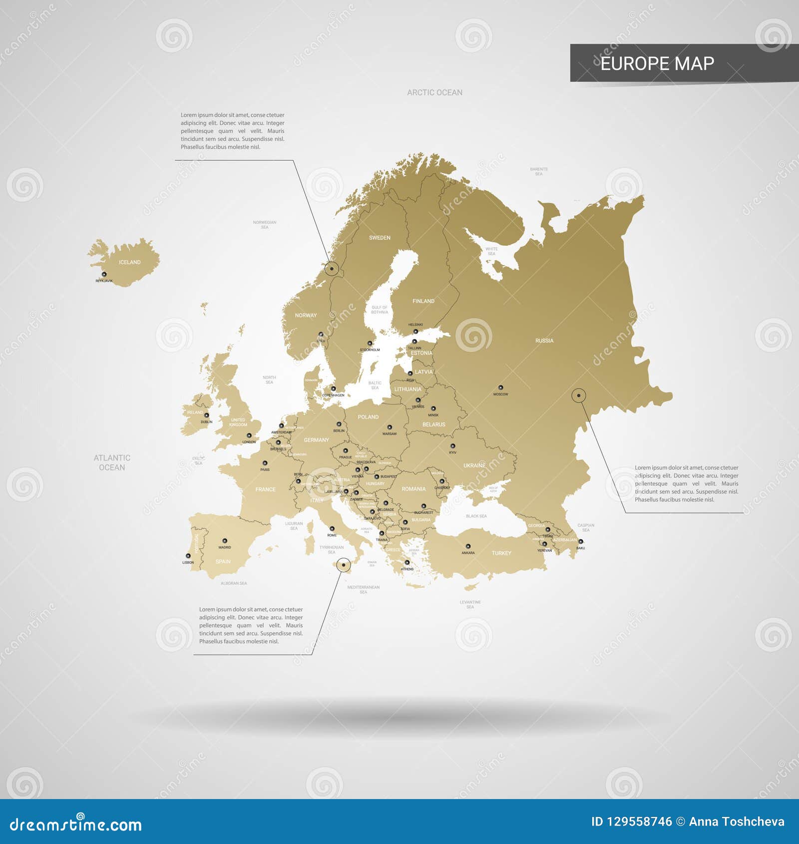 Stylized Europe Map Vector Illustration. Stock Vector - Illustration of ...