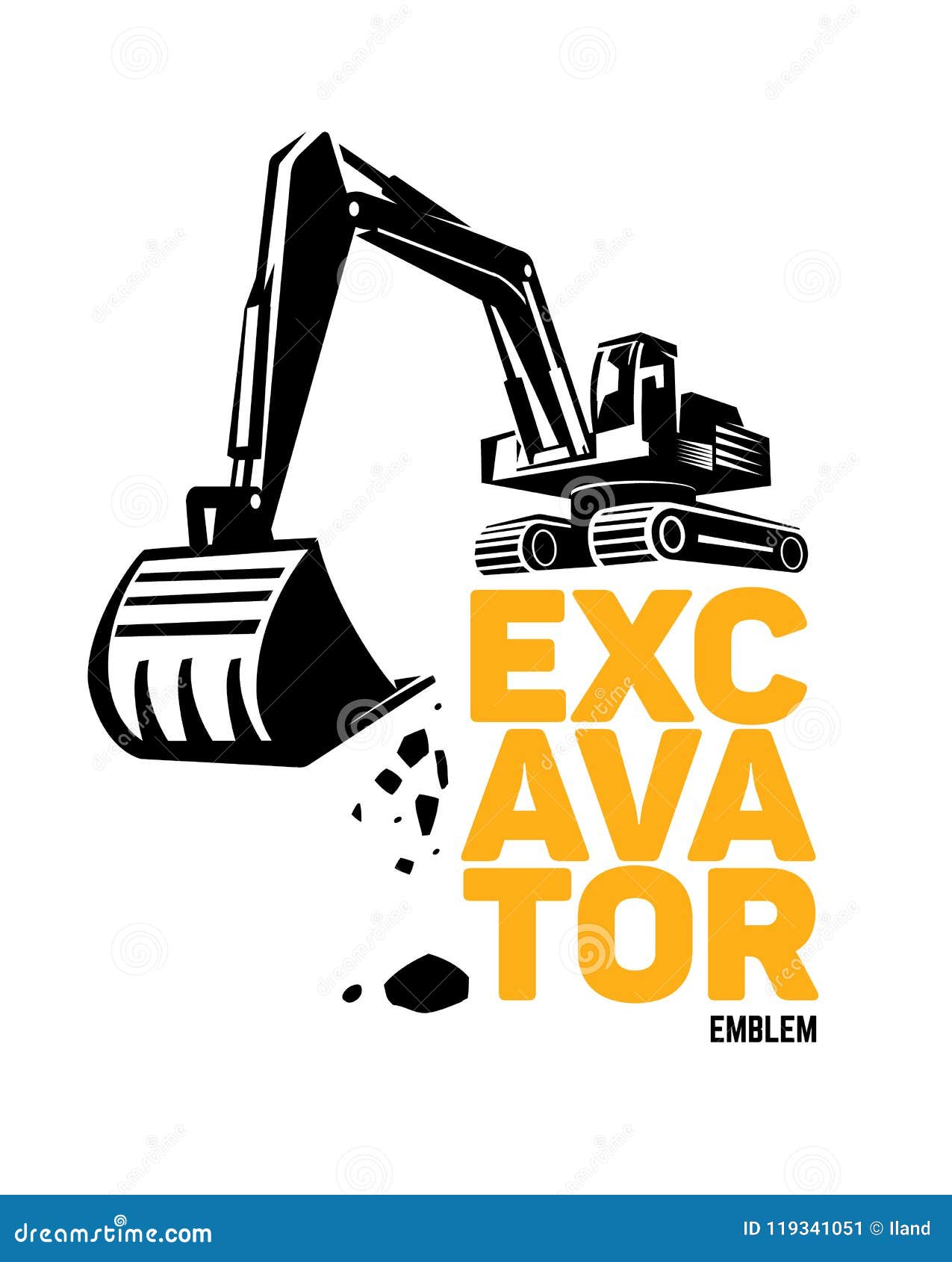 Stylized excavator. Vector stock vector. Illustration of hydraulic ...