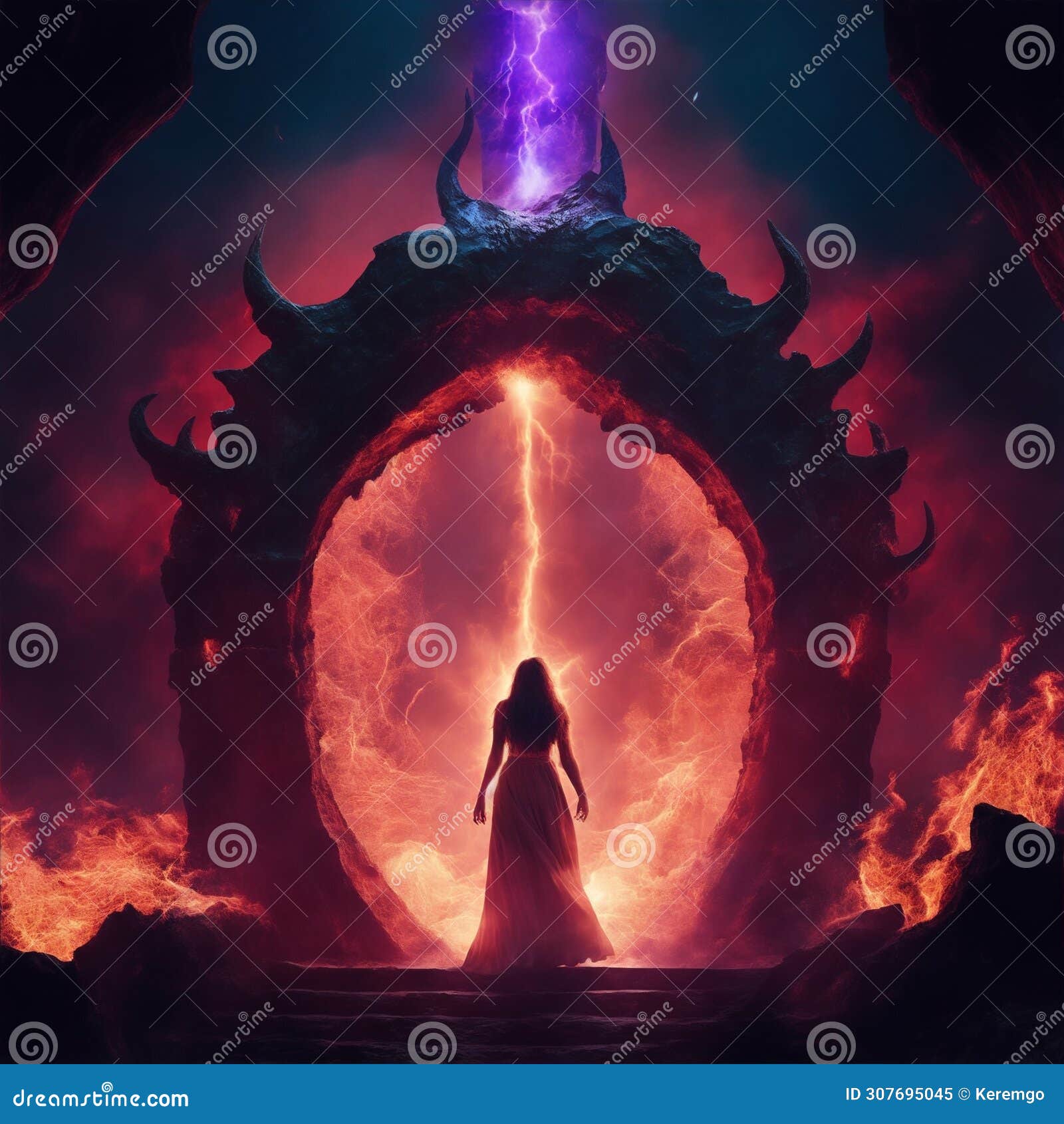 Stylized Fantasy Illustration of the Gates of Hell Stock Illustration ...