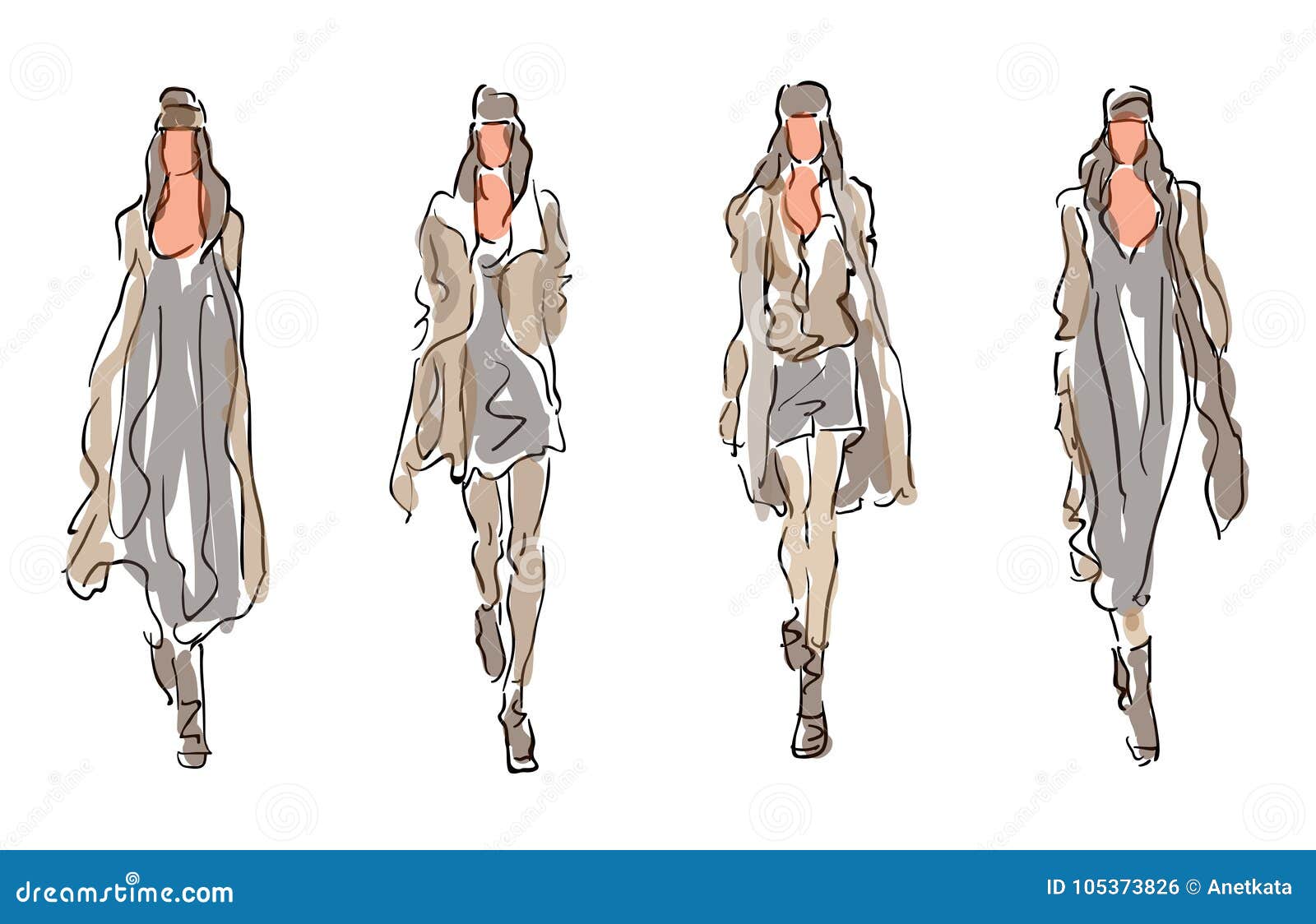 Stylized Fashion Models stock vector. Illustration of diva - 105373826