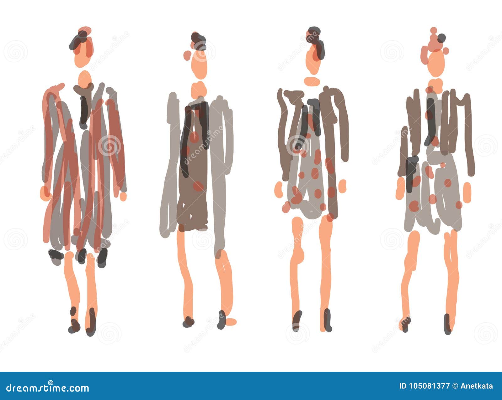 Stylized Fashion Models stock vector. Illustration of brushes - 105081377