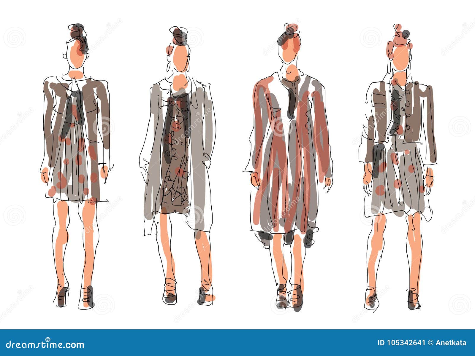 Stylized Fashion Models stock vector. Illustration of line - 105342641