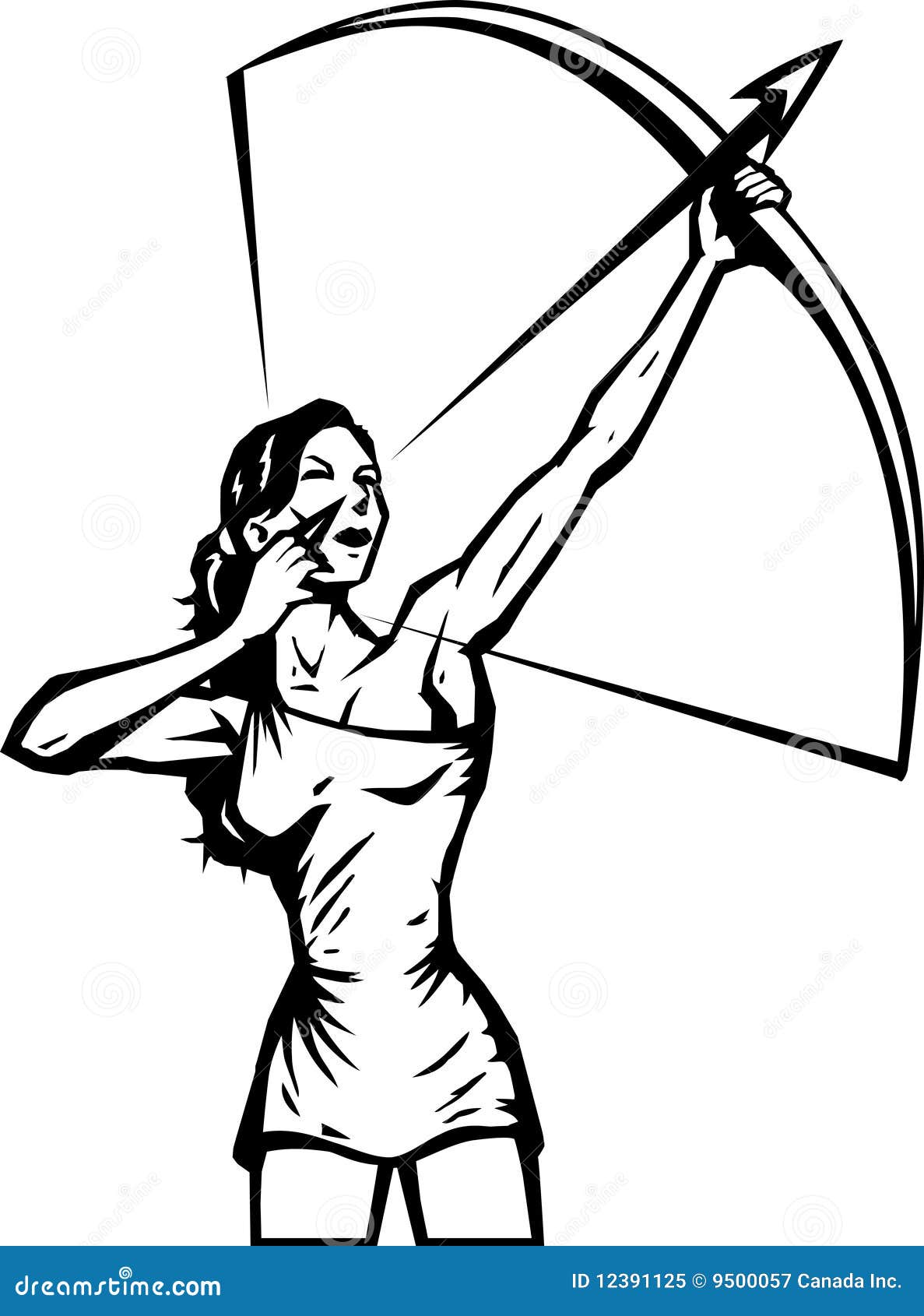 Stylized female Archer stock vector. Illustration of athlete - 12391125