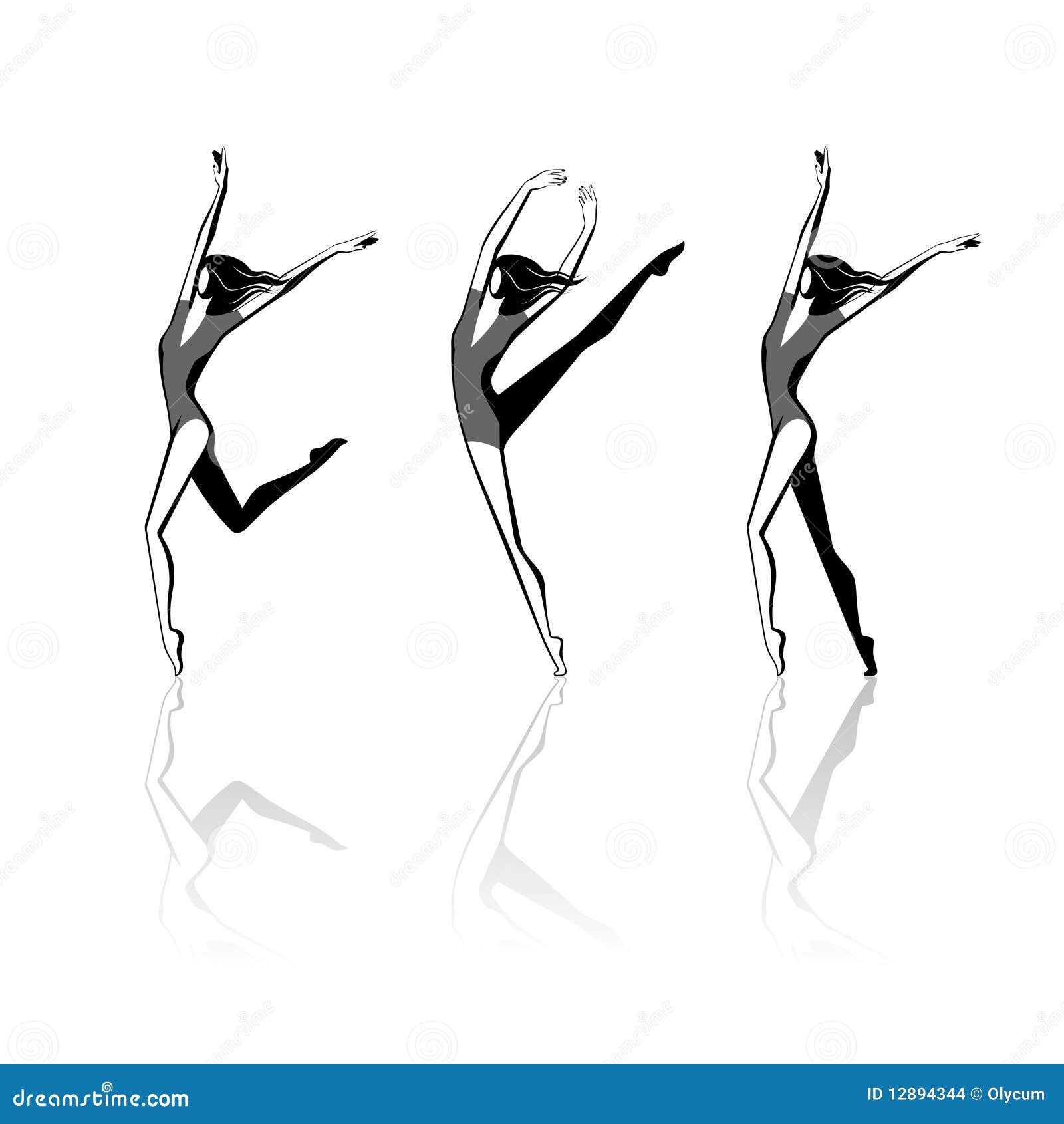 Stylized Female Figures in Movement Stock Vector - Illustration of ...