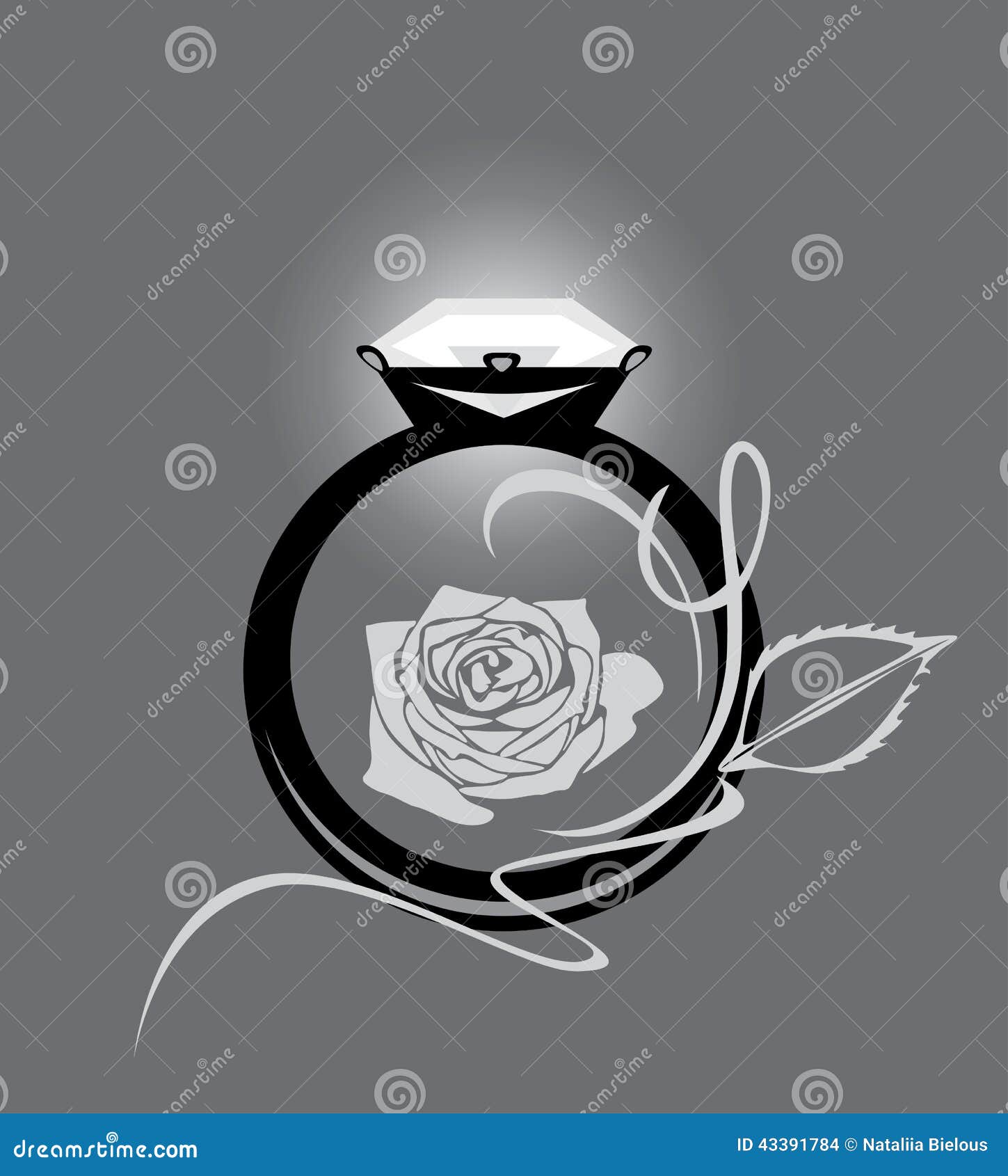 Stylized Female Ring on the Gray Background Stock Vector - Illustration ...