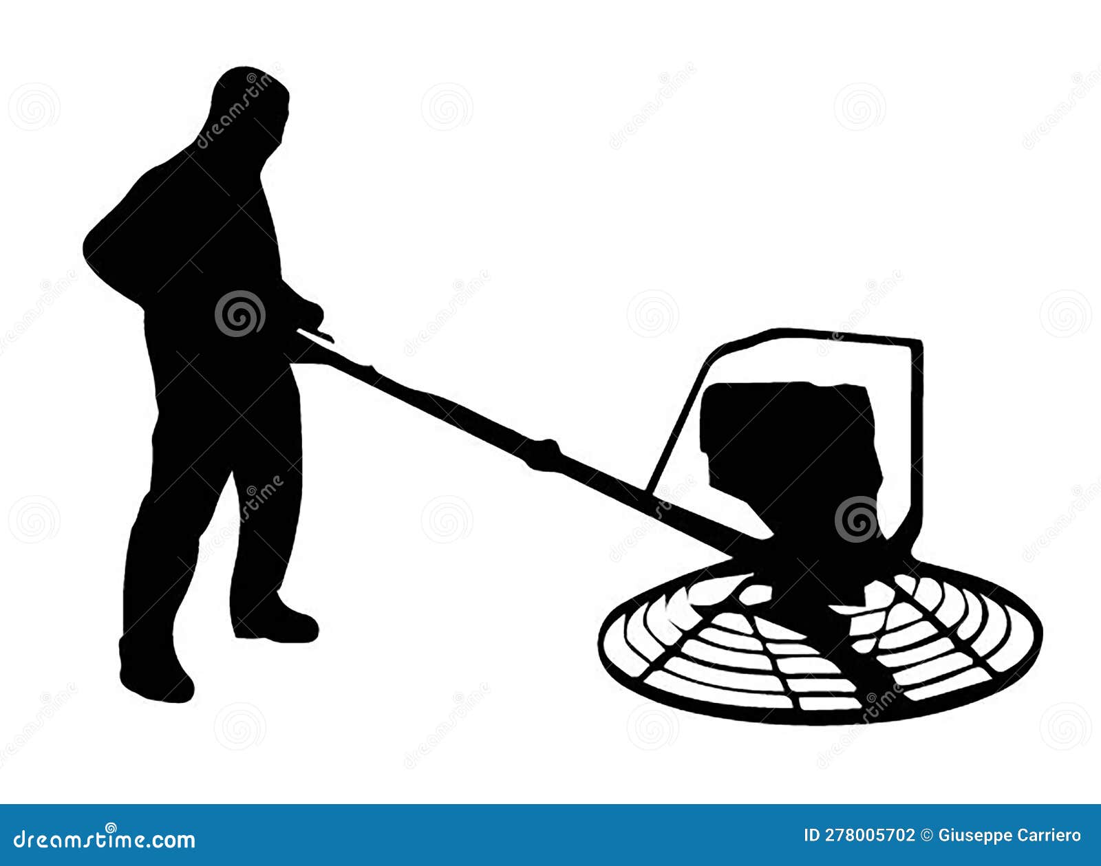 Stylized Figure Of A Worker With A Propeller Leveling The Screed On The ...