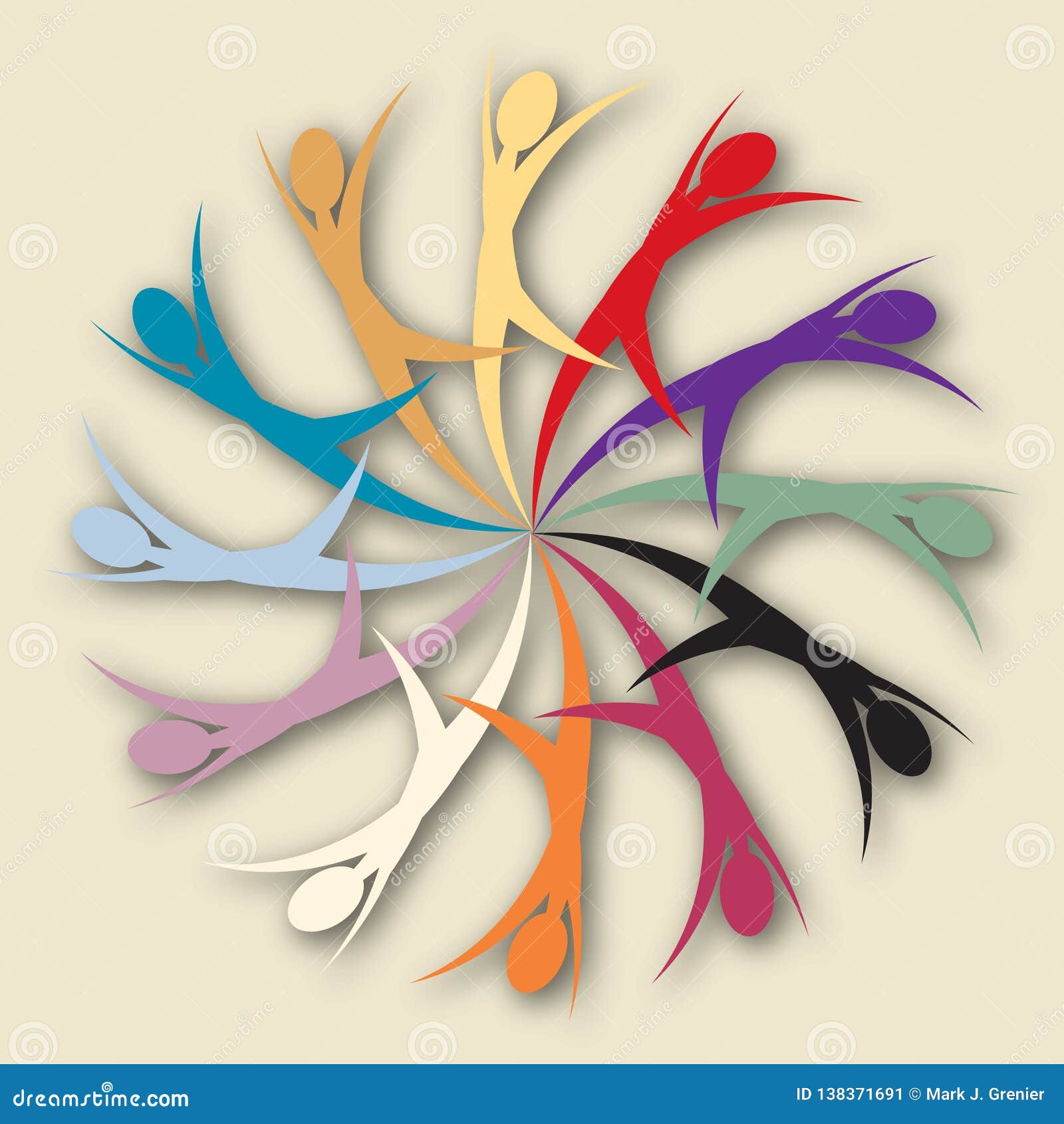 Stylized Figures Dance in a Circle Stock Illustration - Illustration of ...