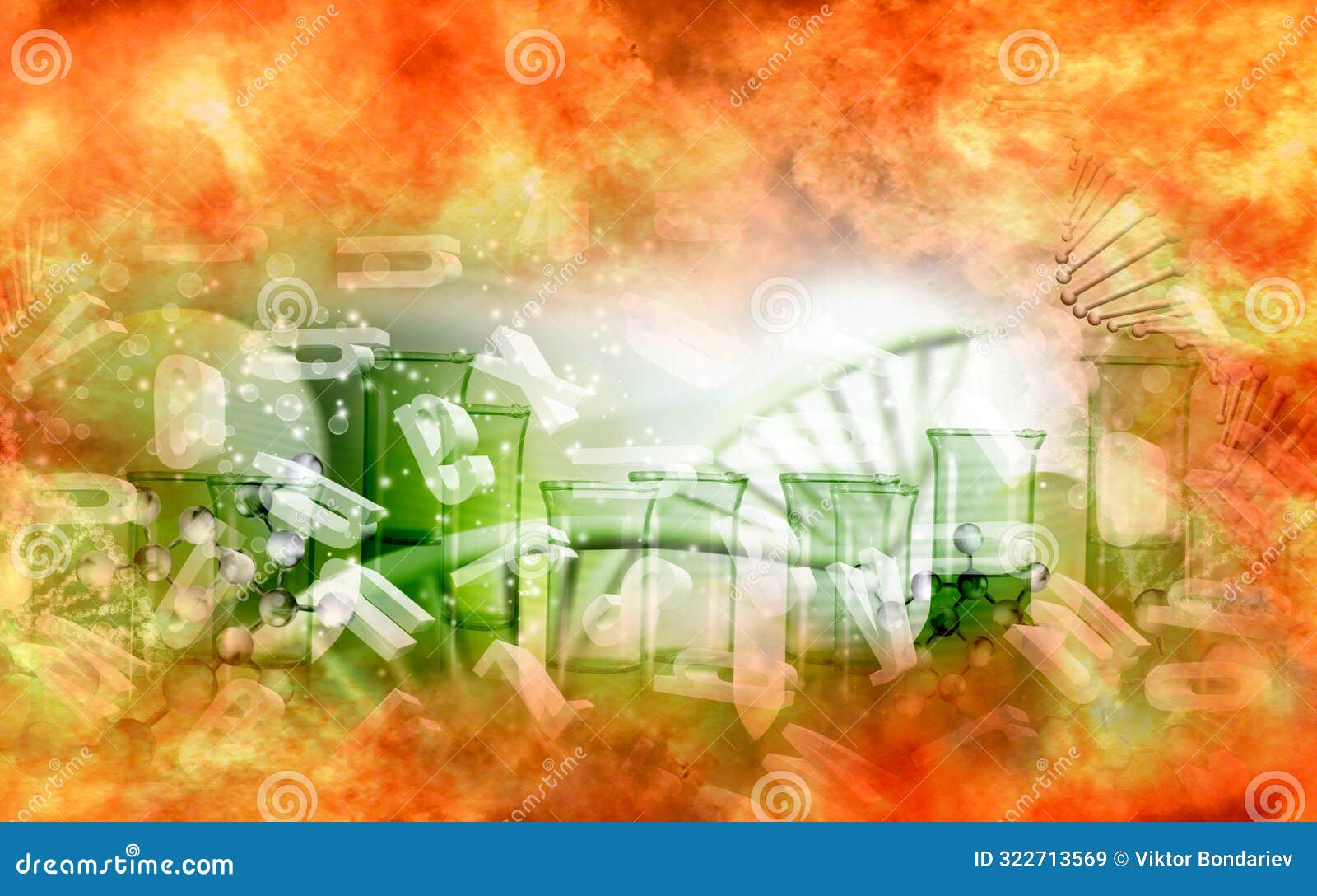 Stylized Figures of DNA Helices on Fire Stock Illustration ...