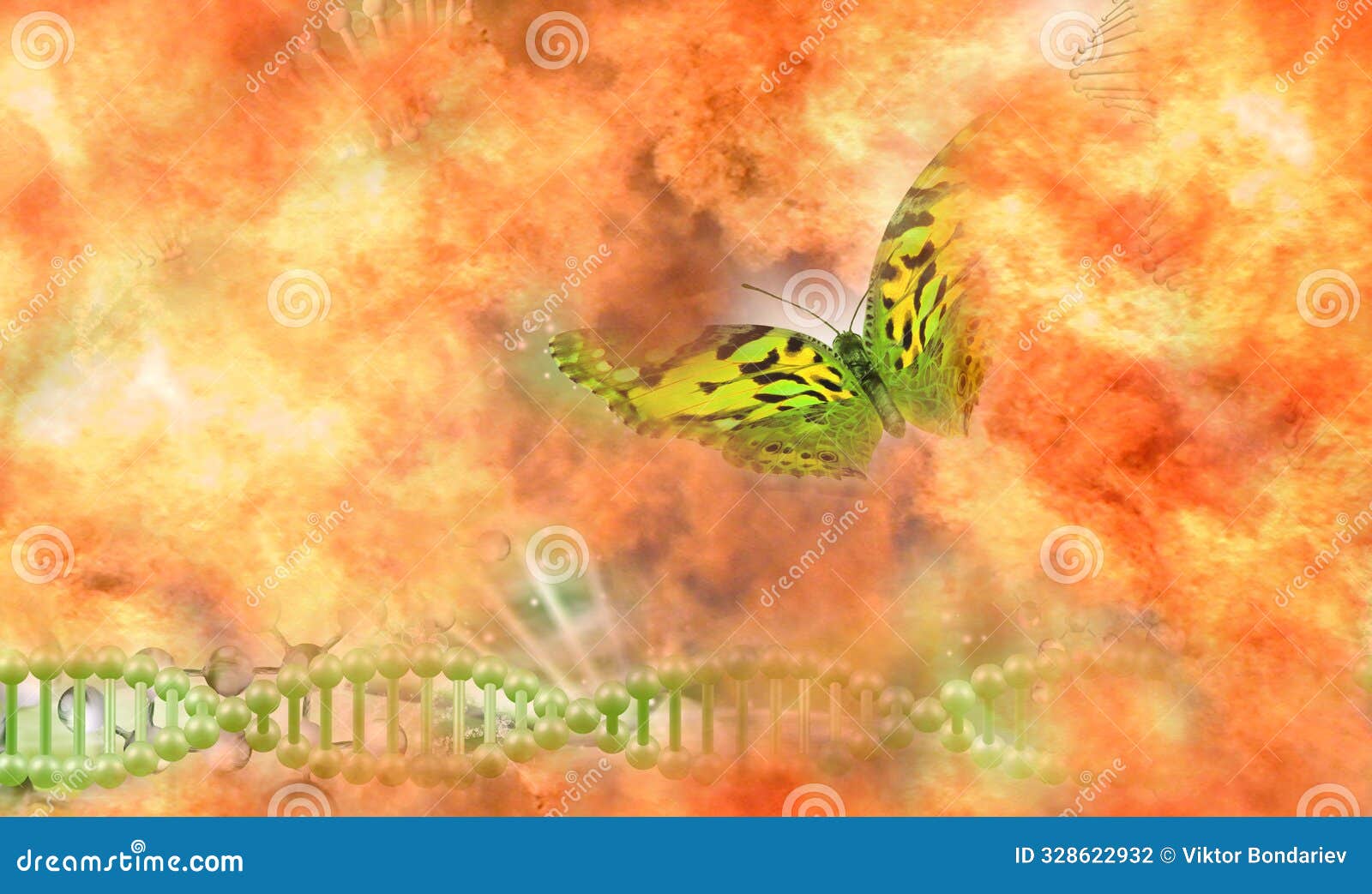 Stylized Figures of DNA Helices on Fire Stock Photo - Image of model ...