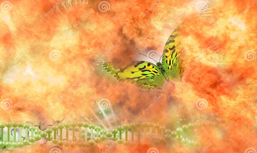 Stylized Figures of DNA Helices on Fire Stock Photo - Image of model ...