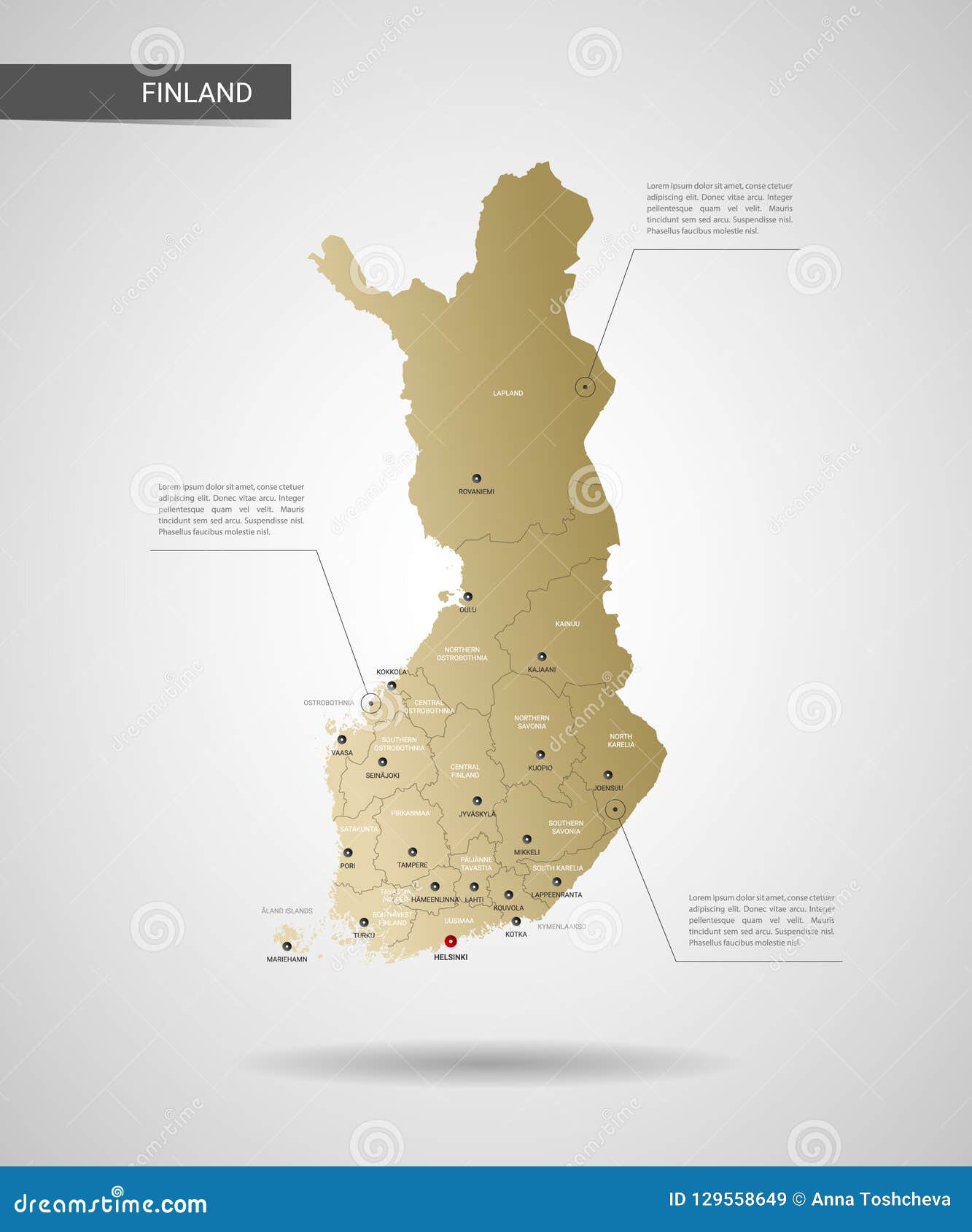 Stylized Finland Map Vector Illustration. Stock Vector - Illustration ...