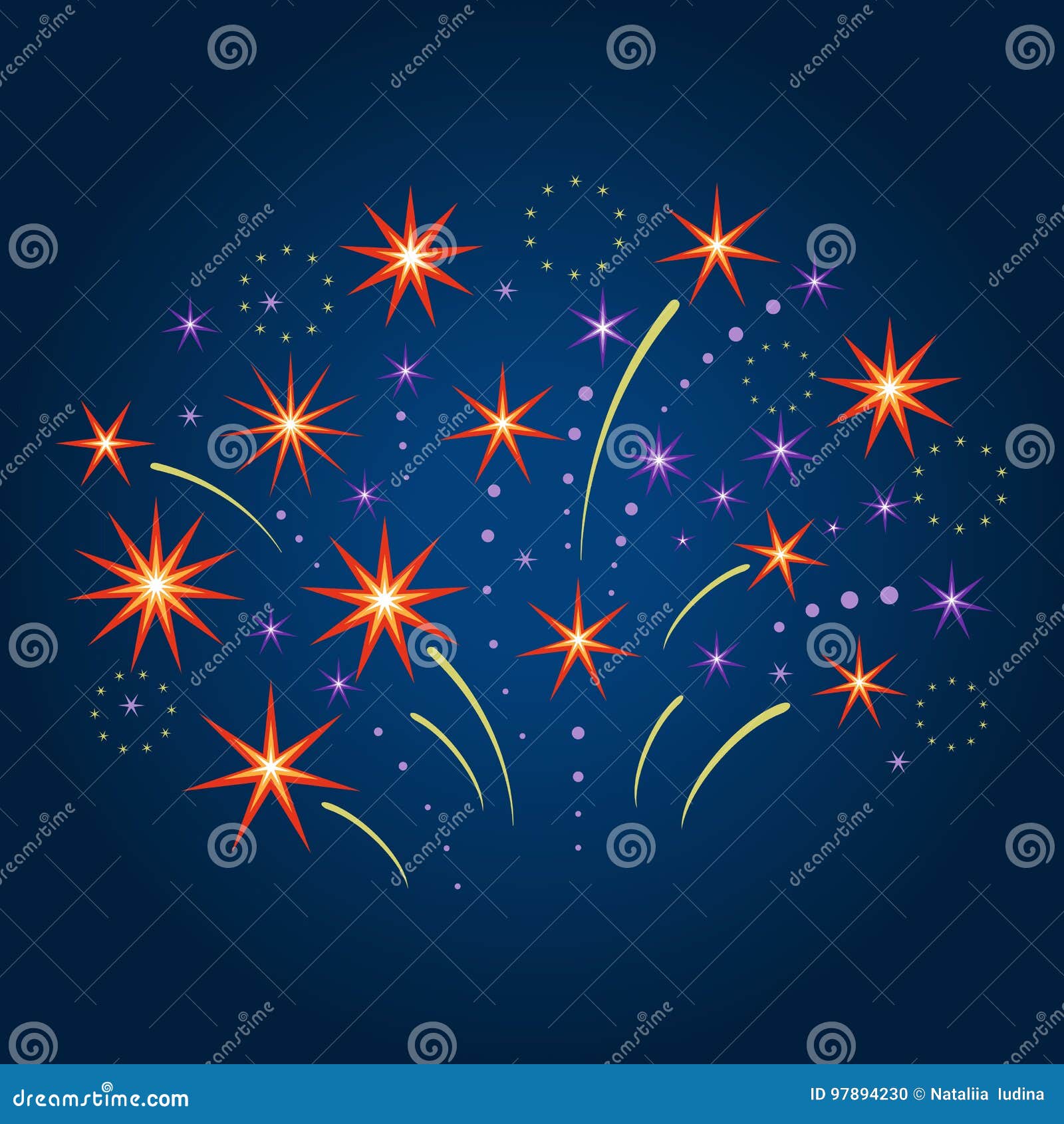 Stylized Firework and Stars. Vector Illustration. Stock Vector ...