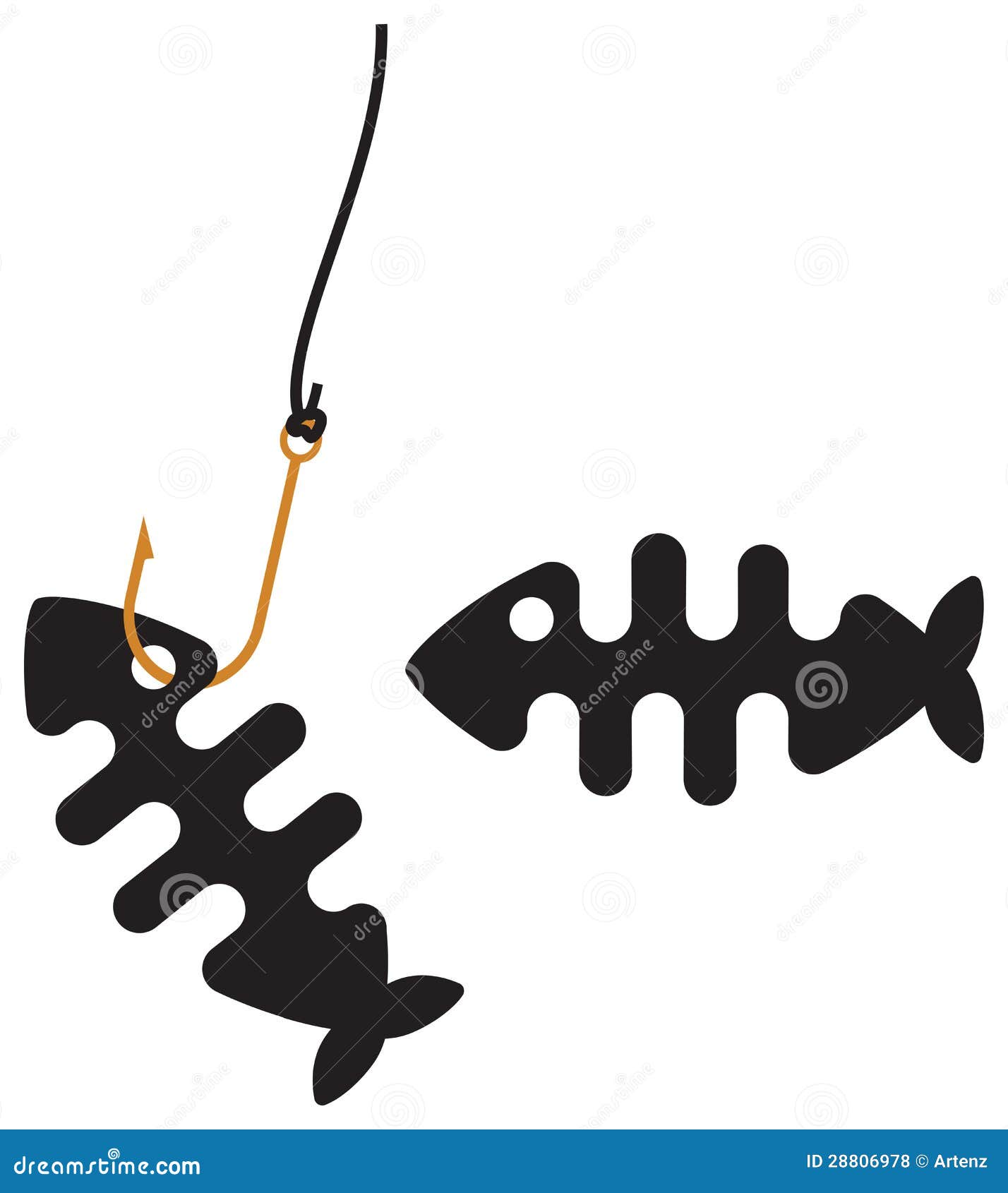 Stylized Fish Bone Skeleton Stock Vector - Illustration of tackle, icon ...