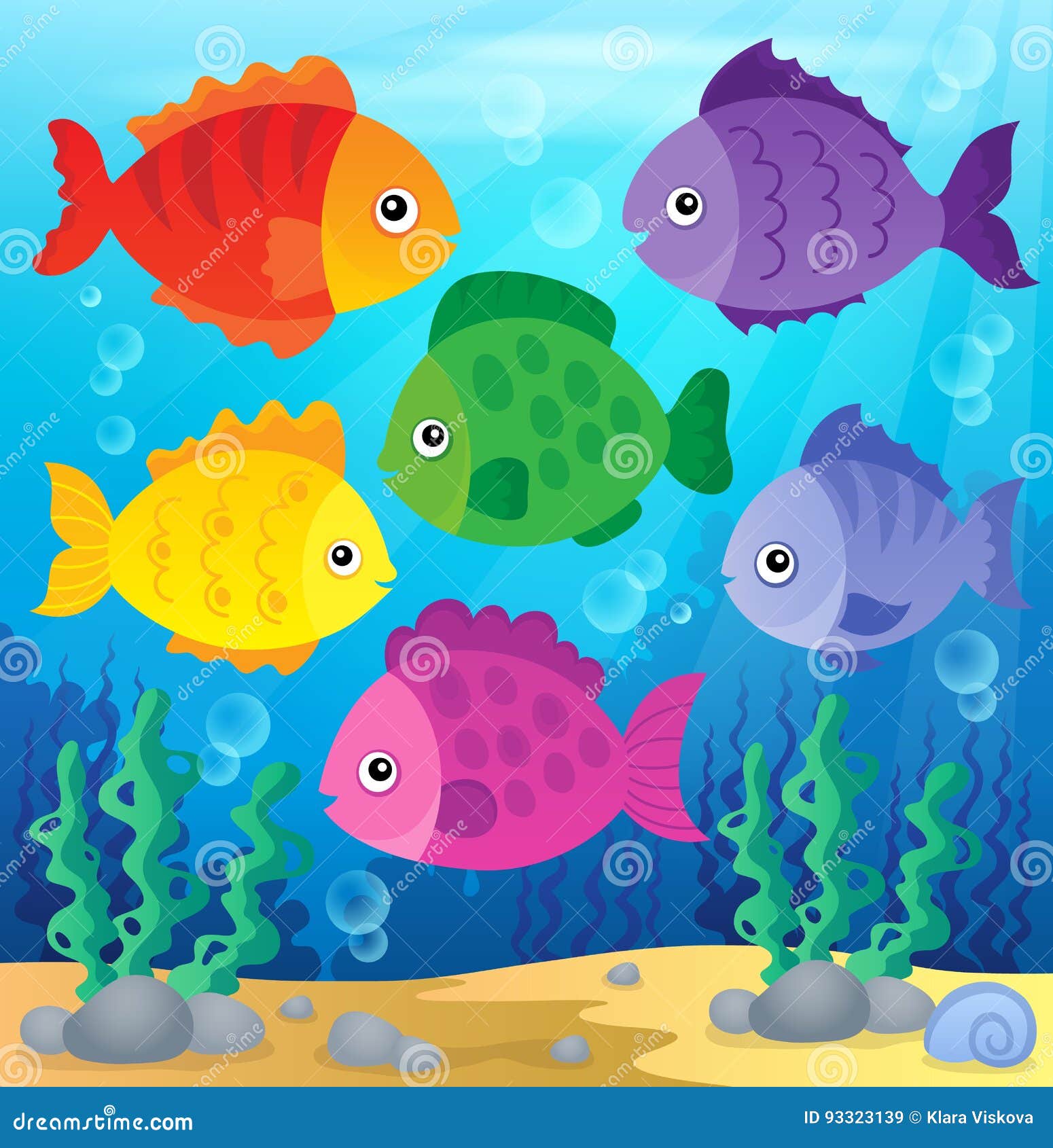 Stylized Fishes Theme Image 2 Stock Vector - Illustration of friendly ...