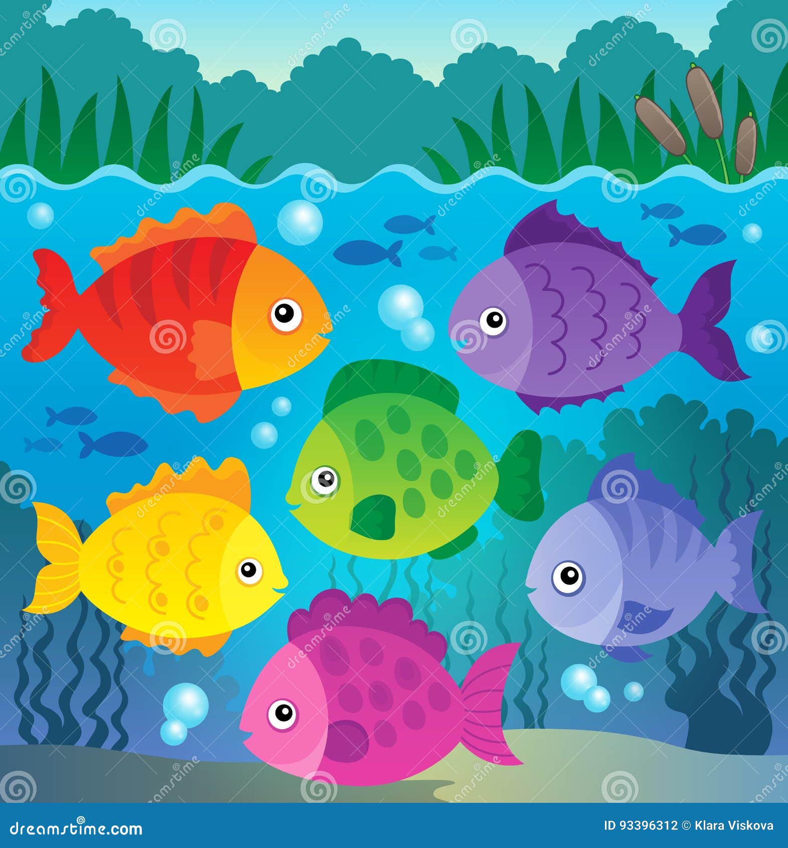 Stylized Fishes. Set Of Abstract Sea Fish. Cartoon . Collection ...