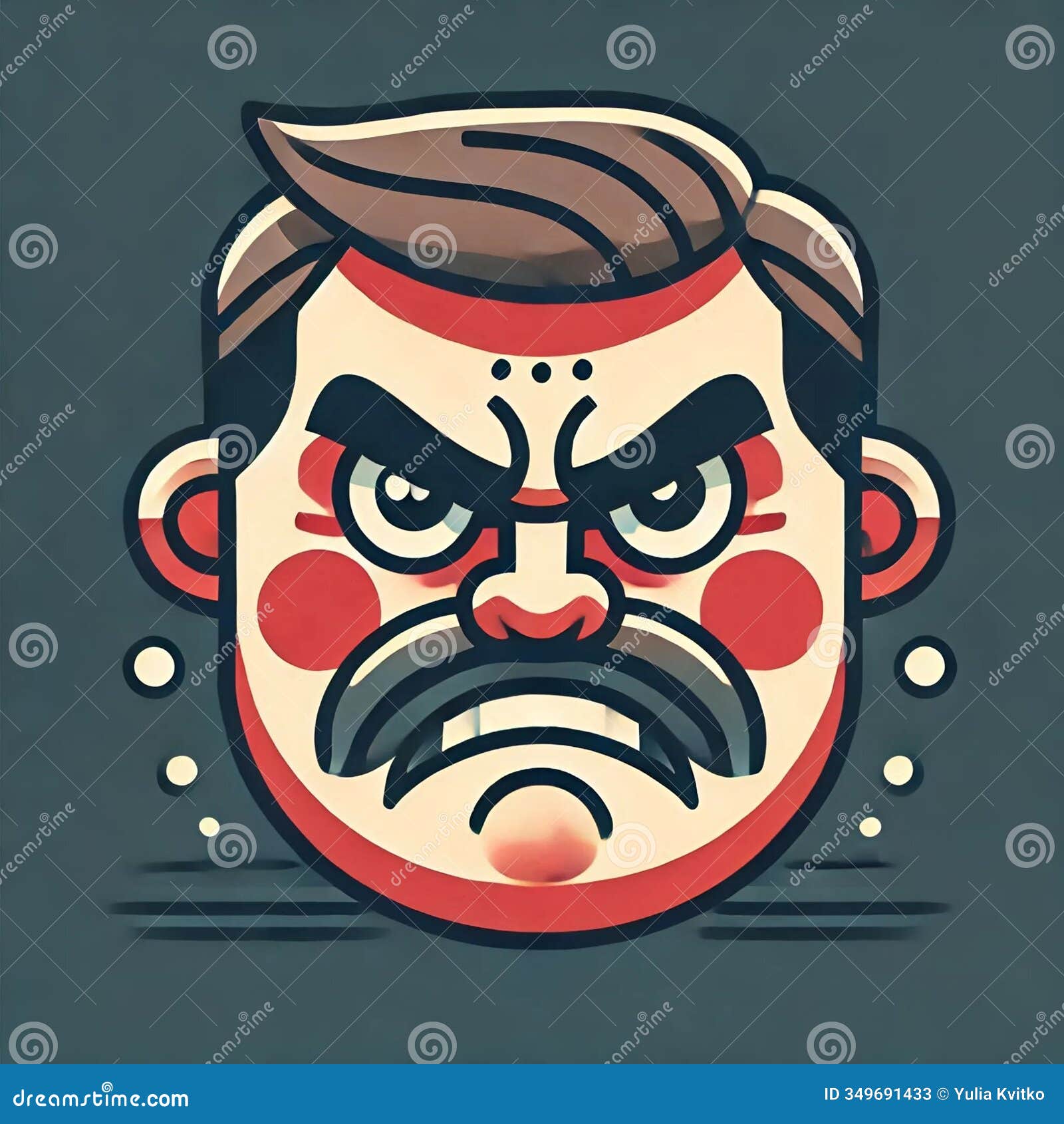 Stylized Flat Illustration of an Angry Face, Furrowed Brows, Clenched ...