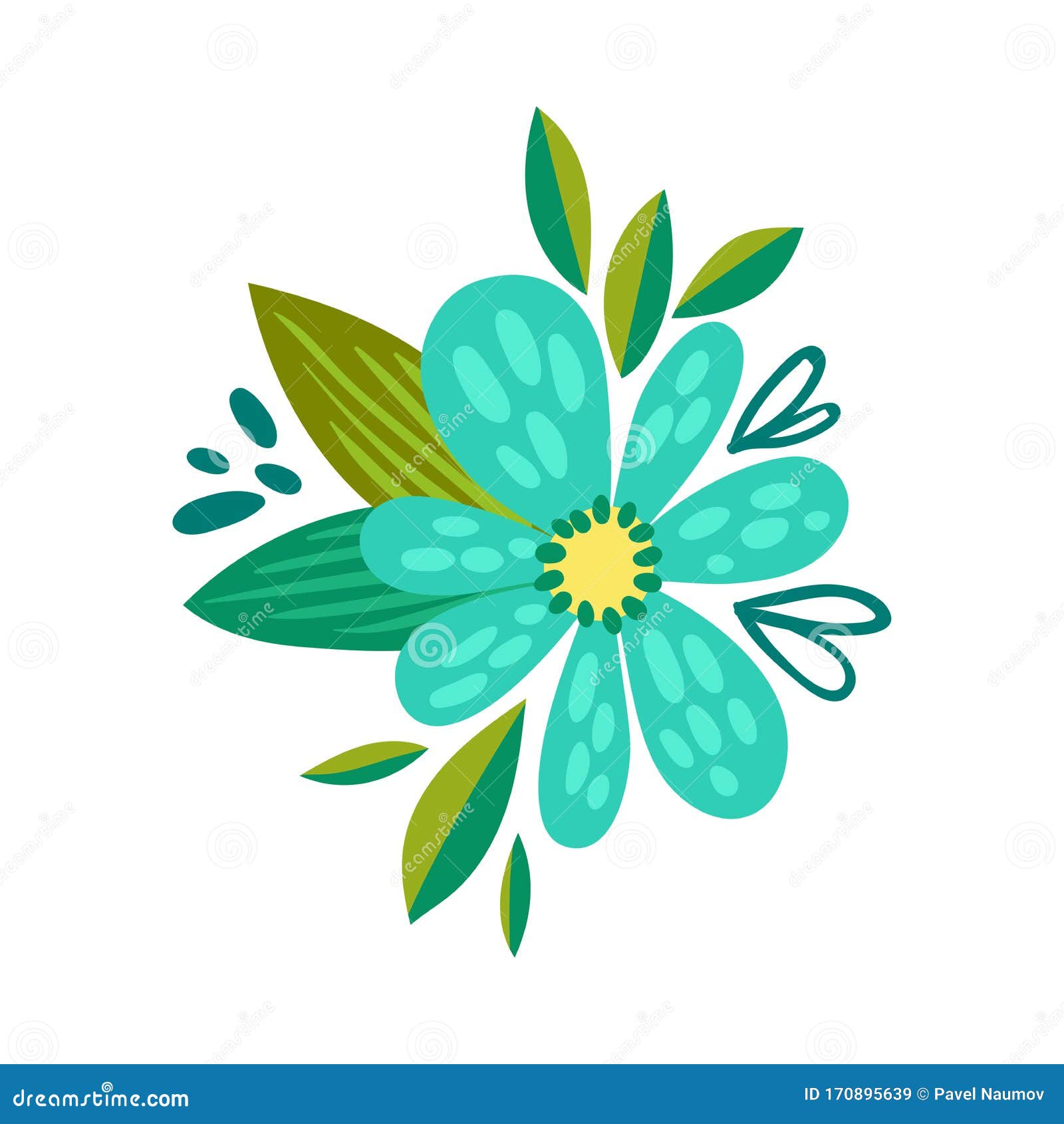 Stylized Floral Composition with Fancy Shaped Flowers Vector ...